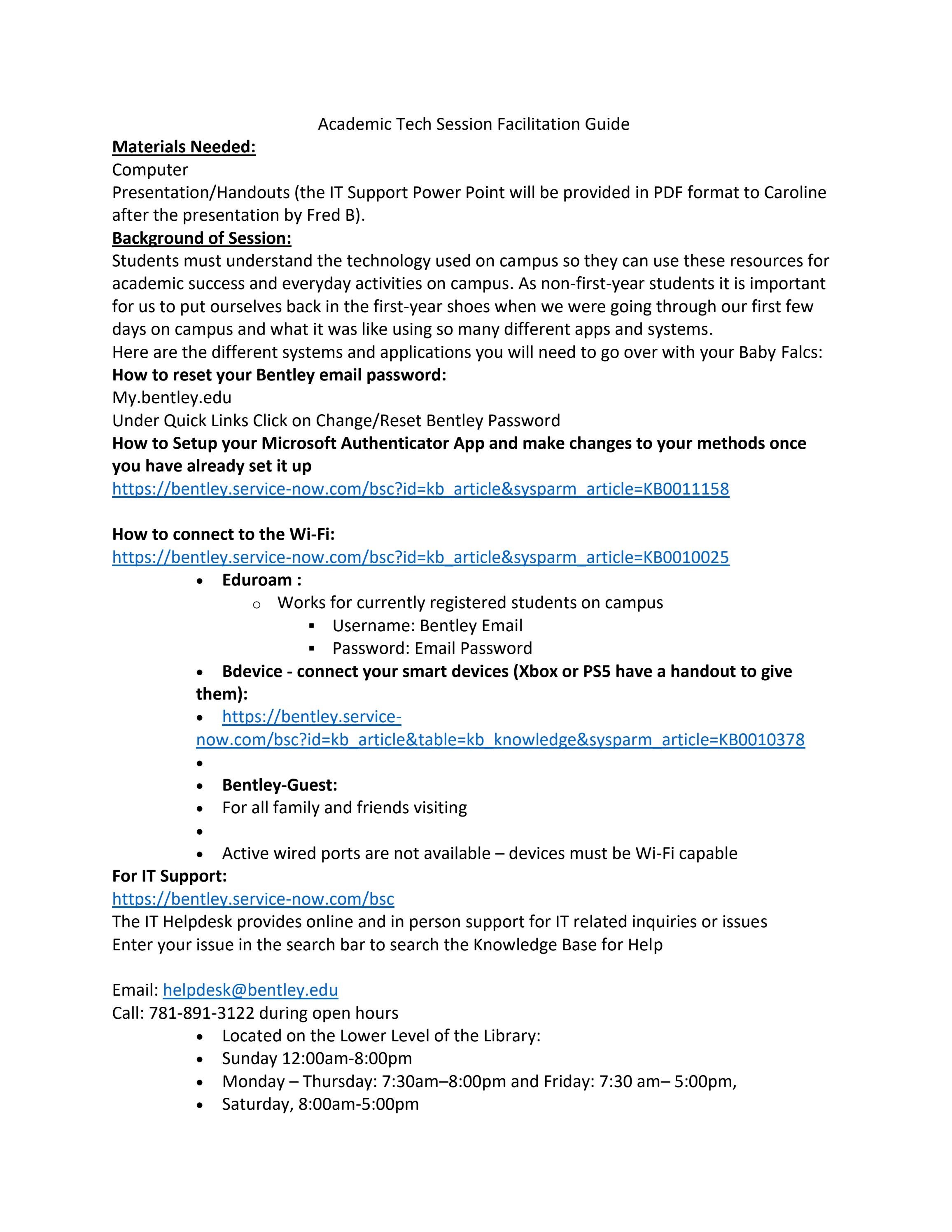 Academic Tech Session Facilitation Guide by Bentley University New ...