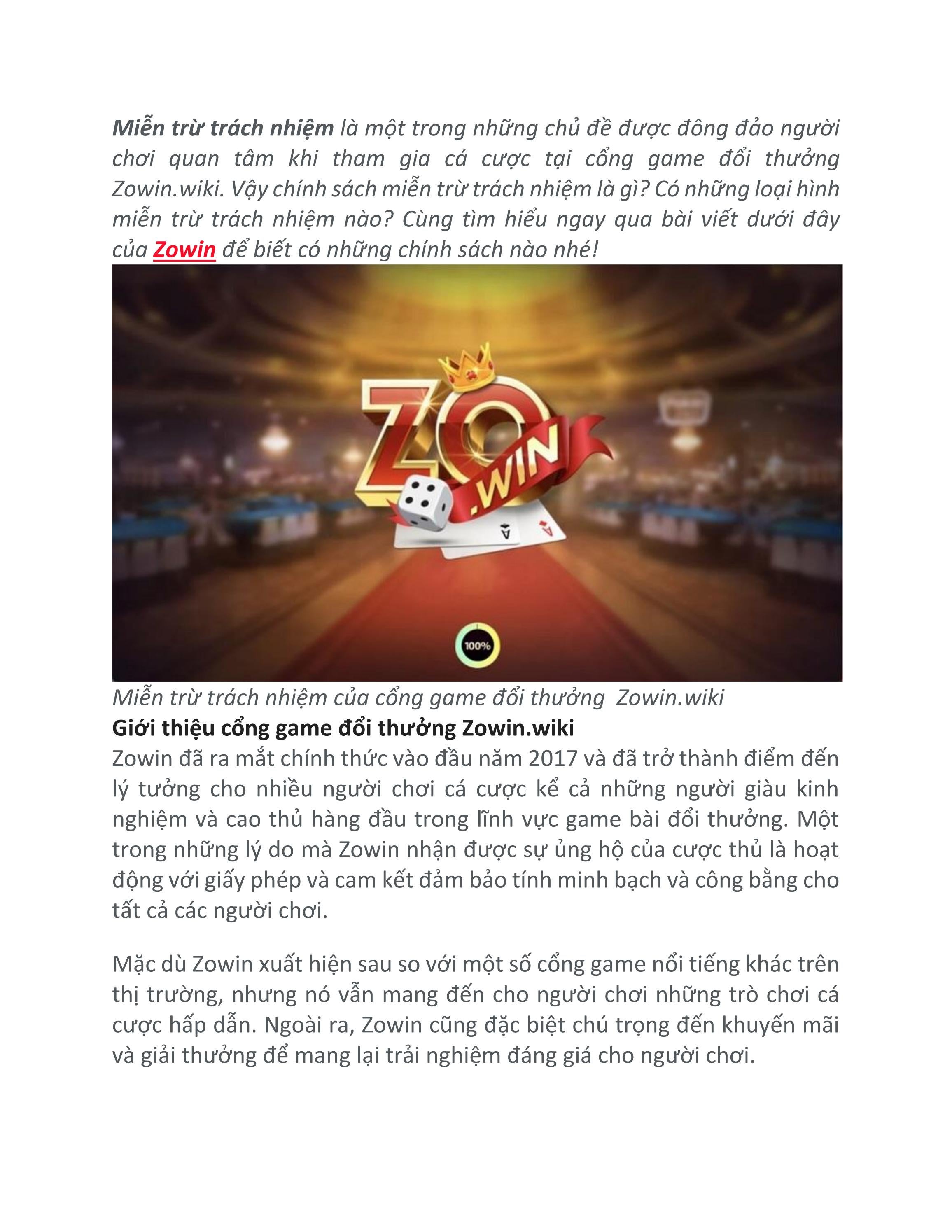 Miễn trừ trách nhiệm tại website Zowin wiki by zowin wiki - Issuu