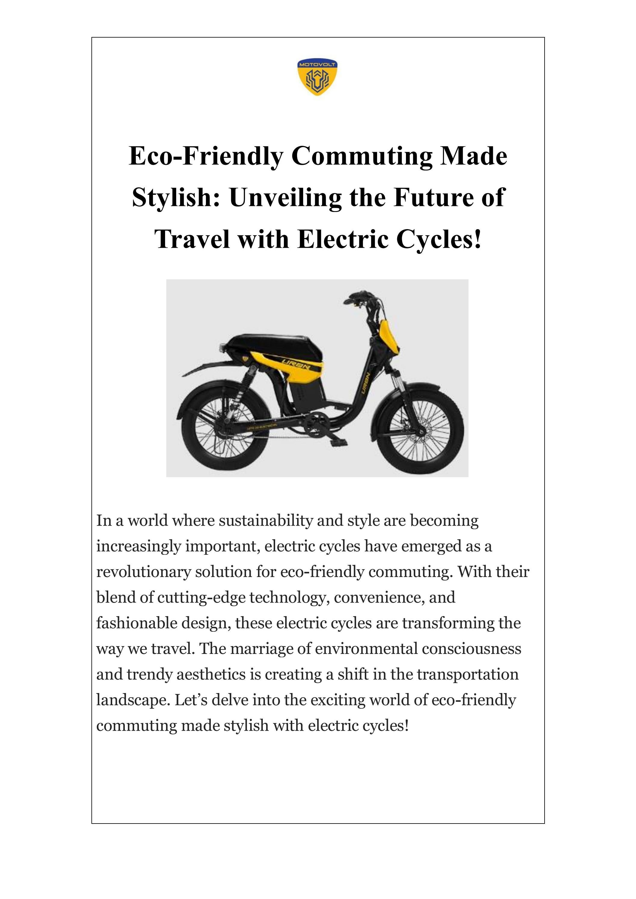 Eco-Friendly Commuting Made Stylish: Unveiling the Future of Travel ...