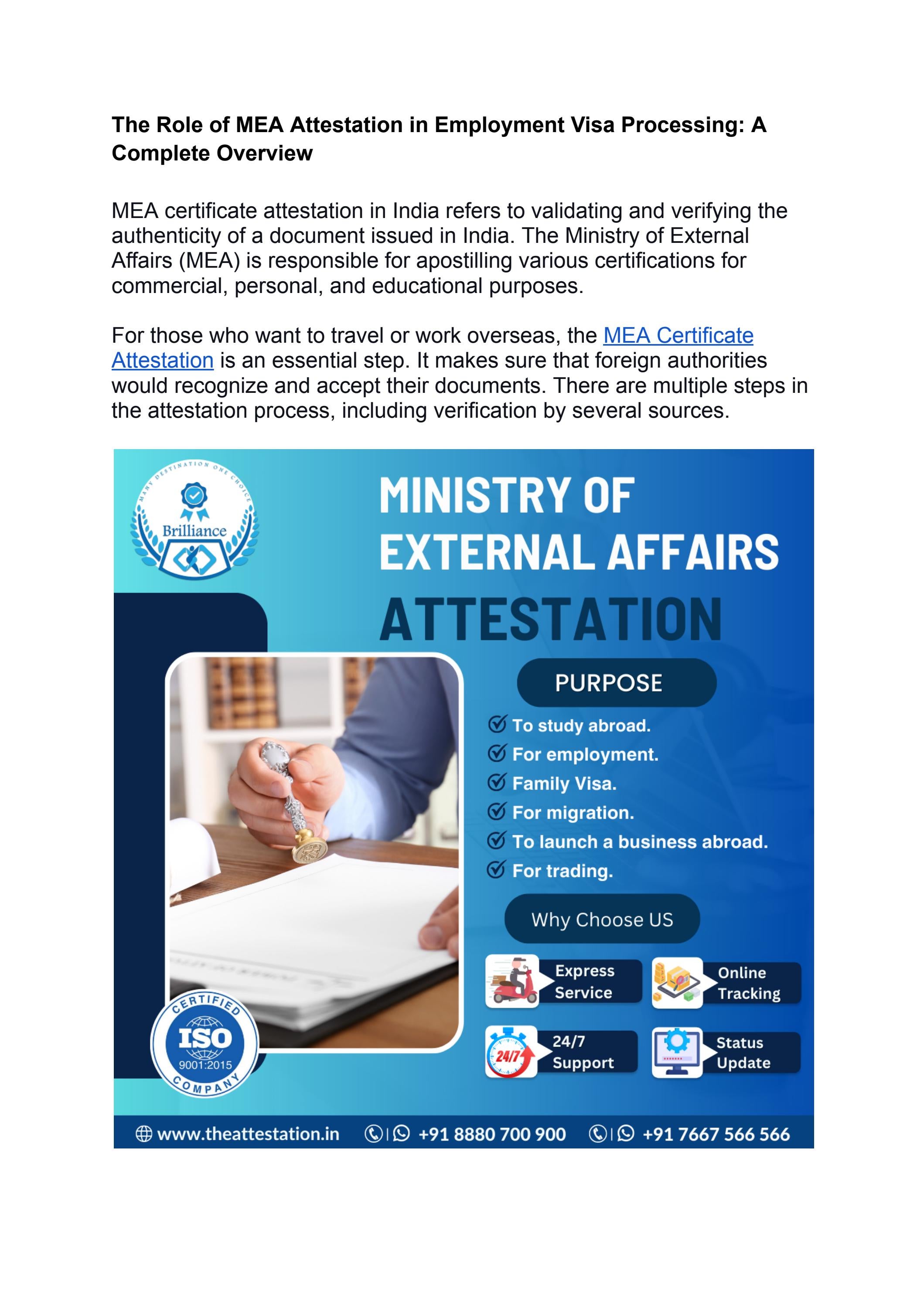 The Role of MEA Attestation in Employment Visa Processing: A Complete ...