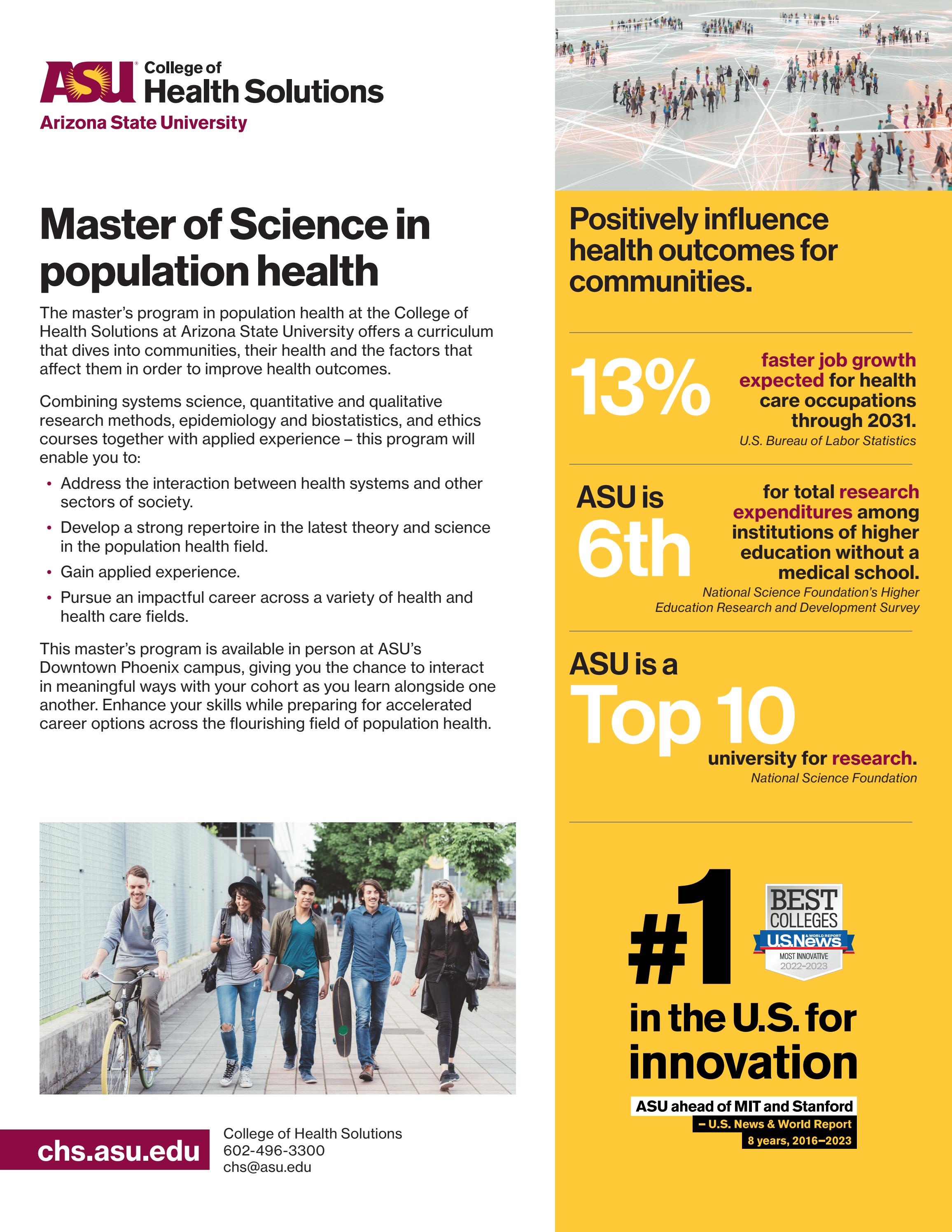 Master of Science in population health at ASU's College of Health ...