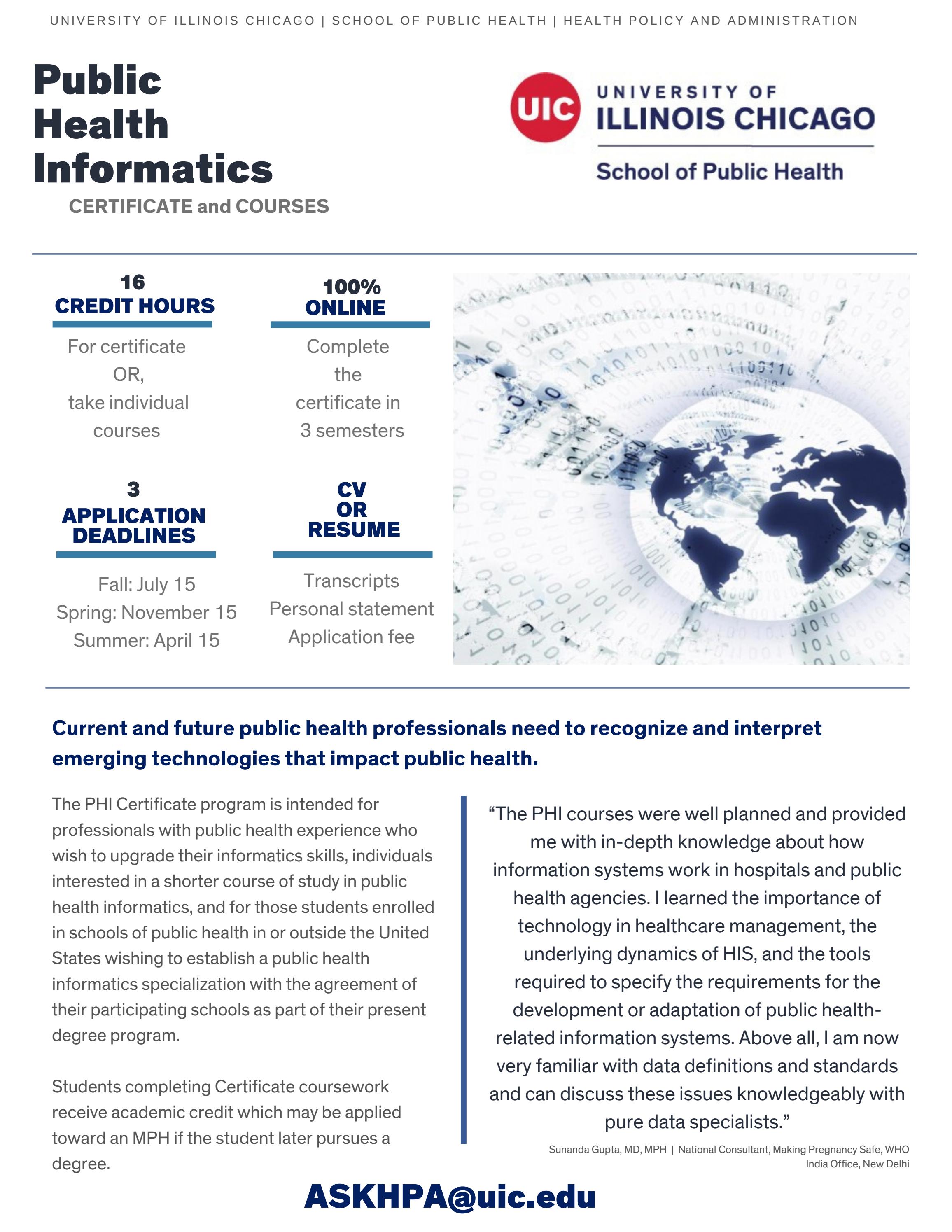 UIC Public Health Informatics Certificate 2022 by UIC Health Policy and ...