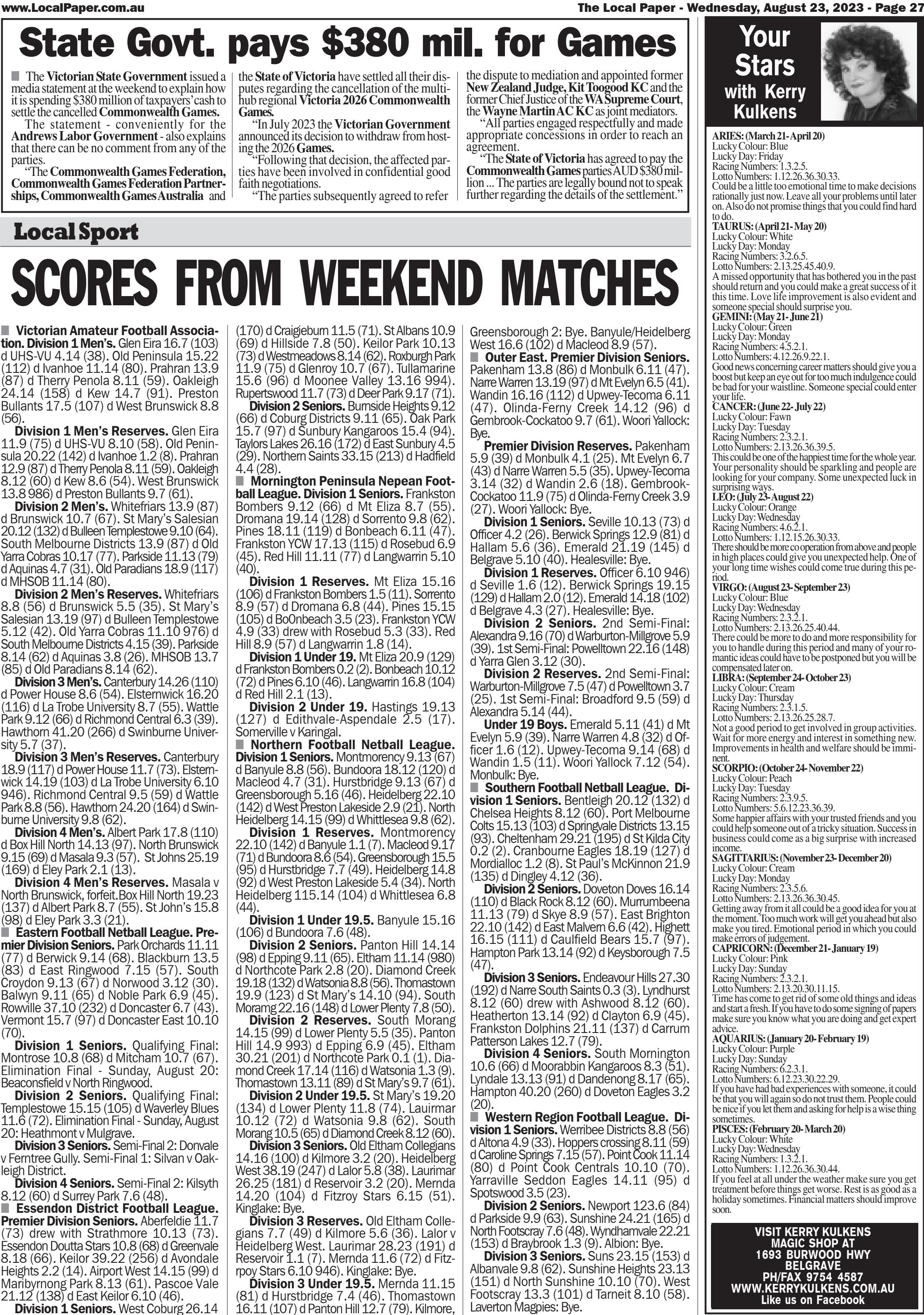 Footy Week. Sat., Aug. 19, 2023 by Ash Long - Issuu