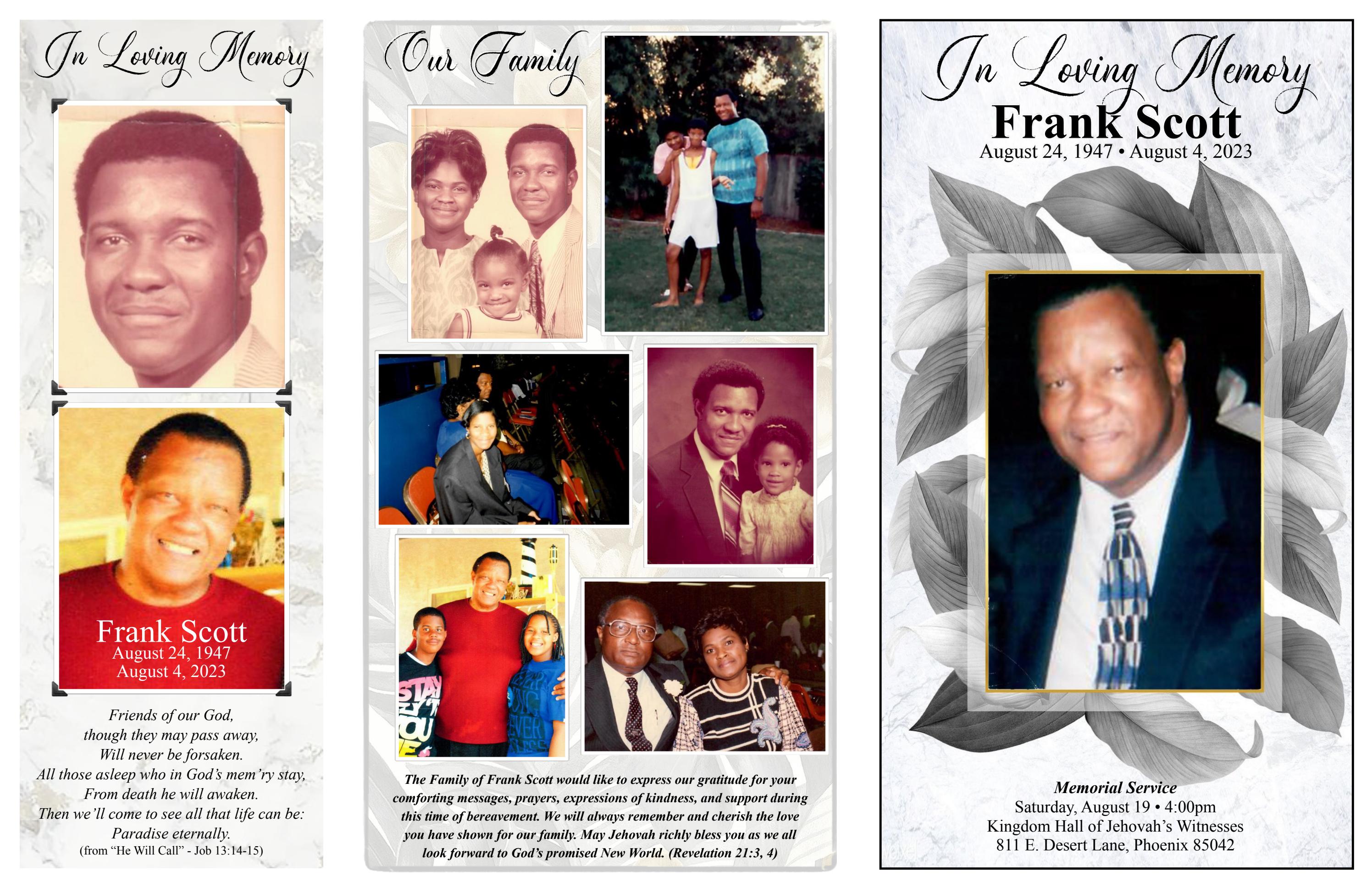 Frank Scott Obituary by Masters Of Memories - Issuu