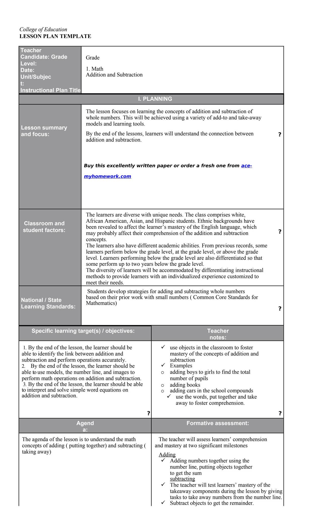 College of Education Lesson Plan Template by acemyhomework - Issuu