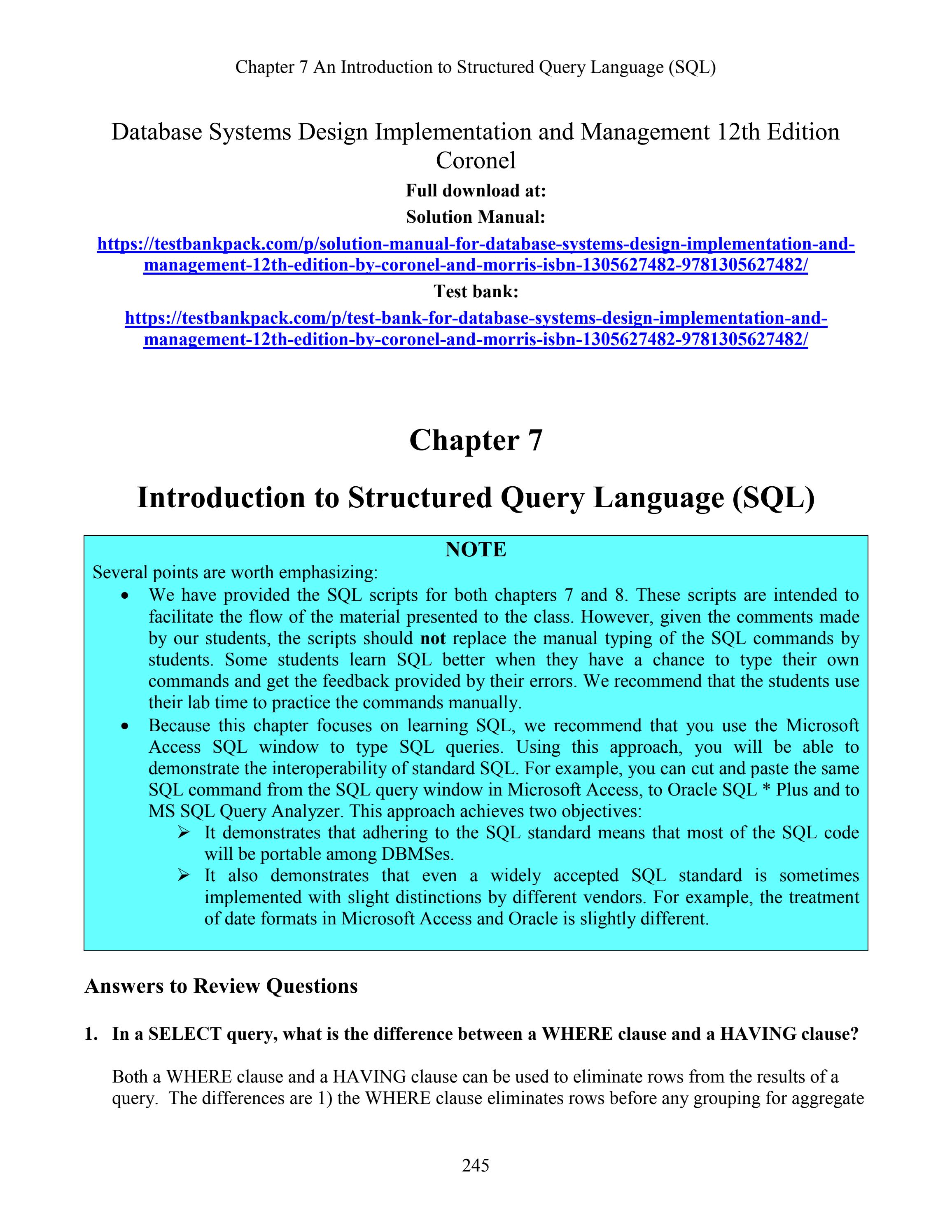 Database Systems Design Implementation And Management 12th Edition Coronel Solutions Manual 1 By