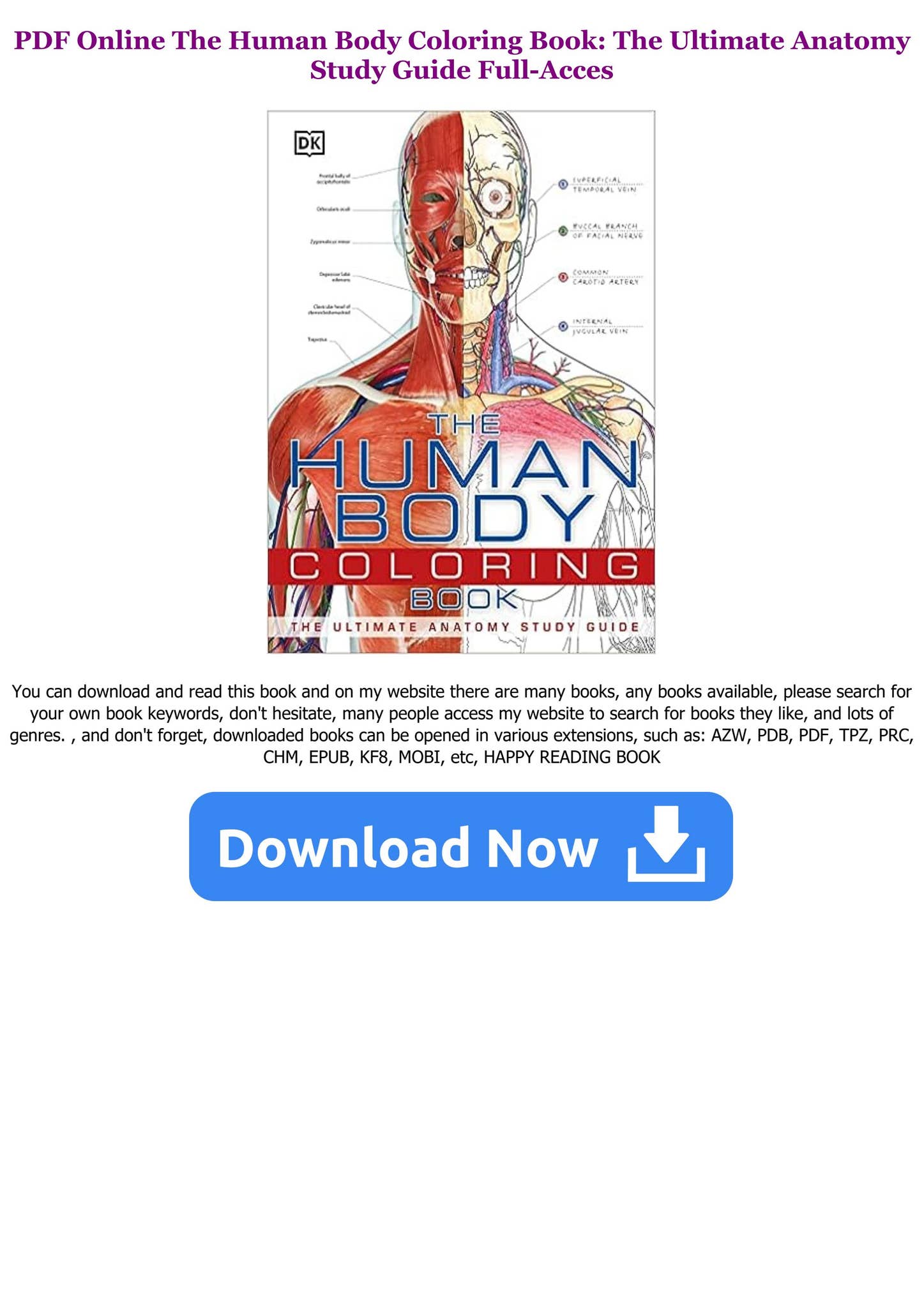 Download [PDF] The Human Body Coloring Book: The Ultimate Anatomy Study ...