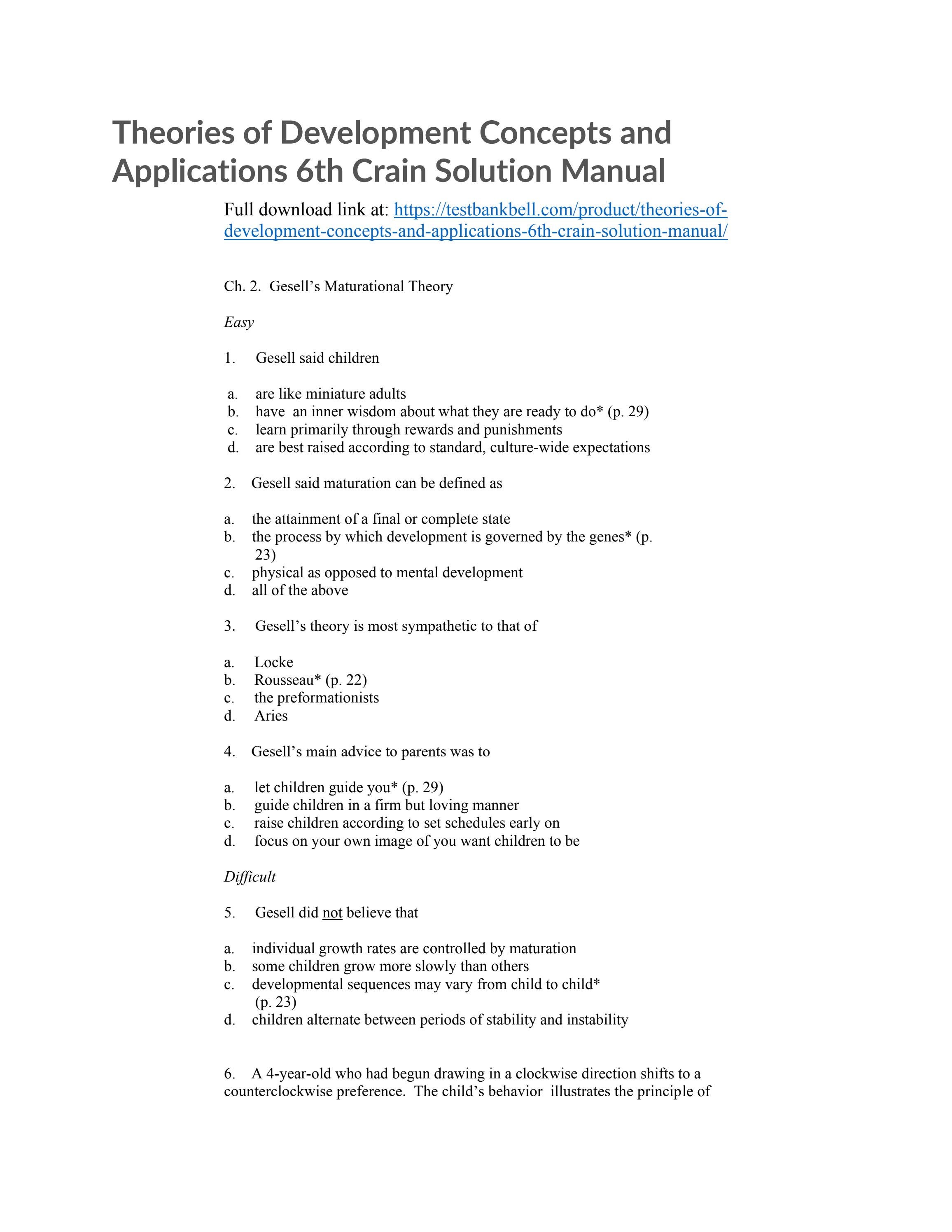 Theories of development concepts and applications 6th crain solution ...