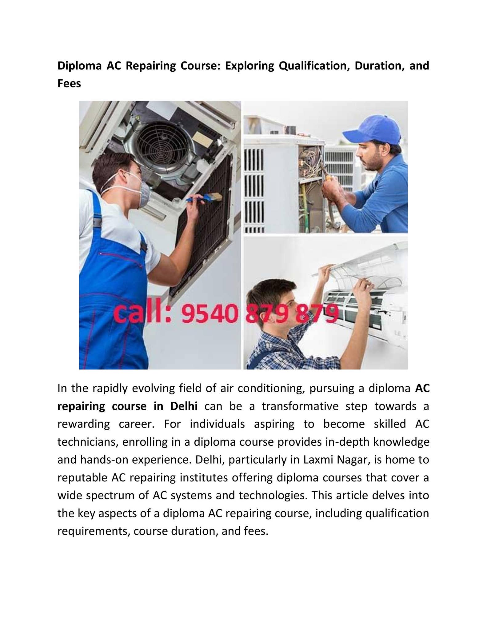 Diploma AC Repairing Course: Exploring Qualification, Duration, and ...