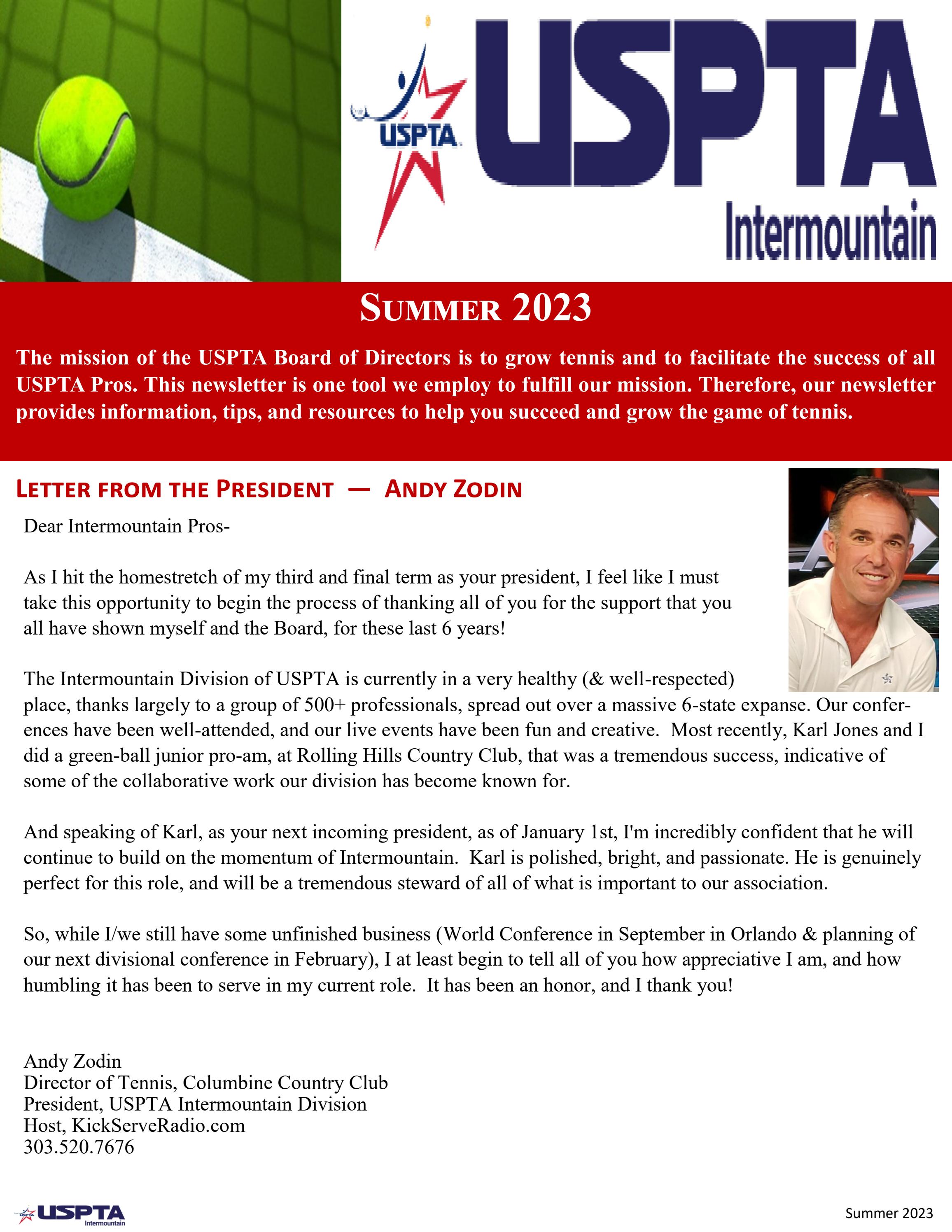USPTA Intermountain Summer Newsletter by USPTA - Issuu