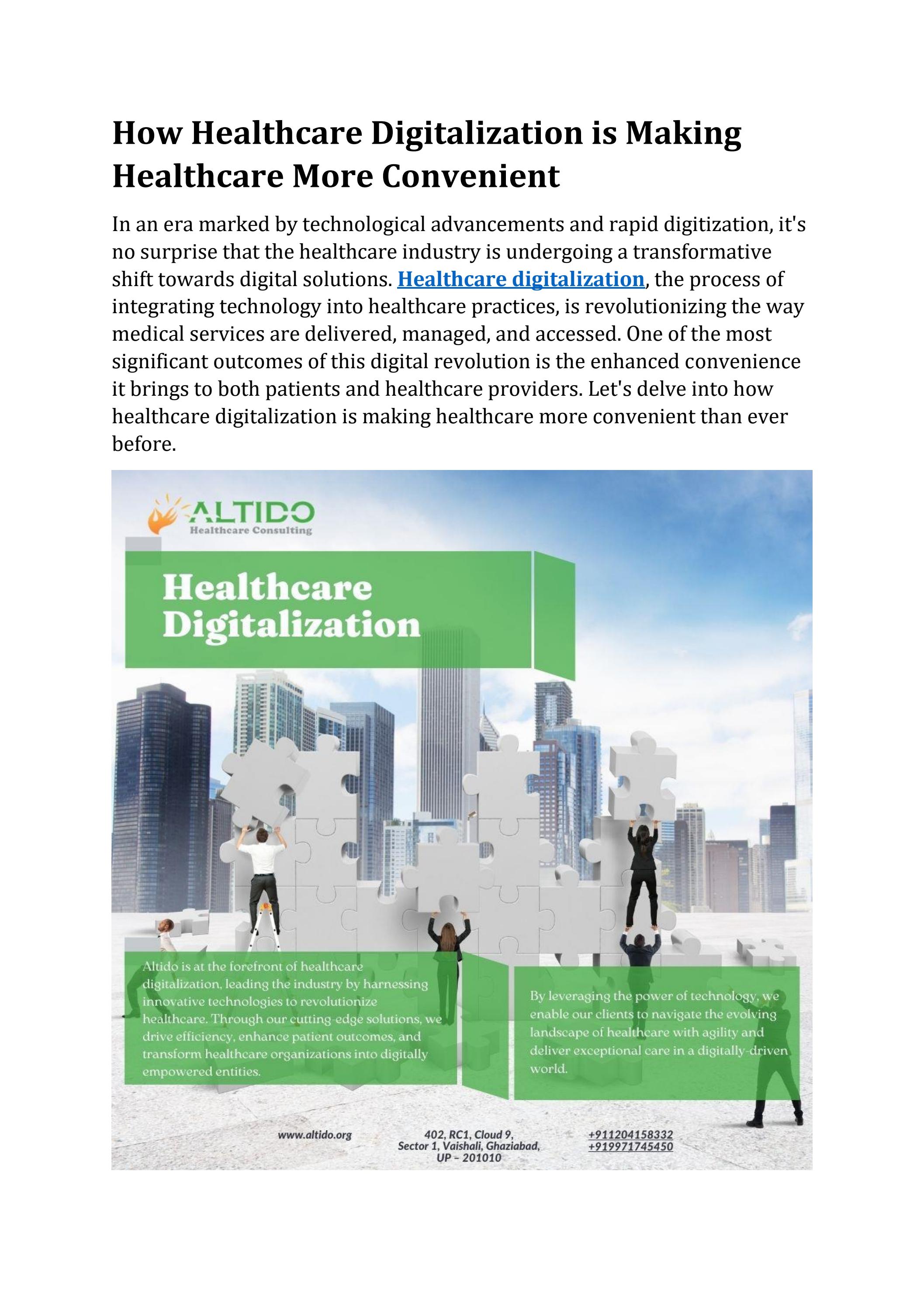 Healthcare Digitalization by Altido Healthcare consulting - Issuu