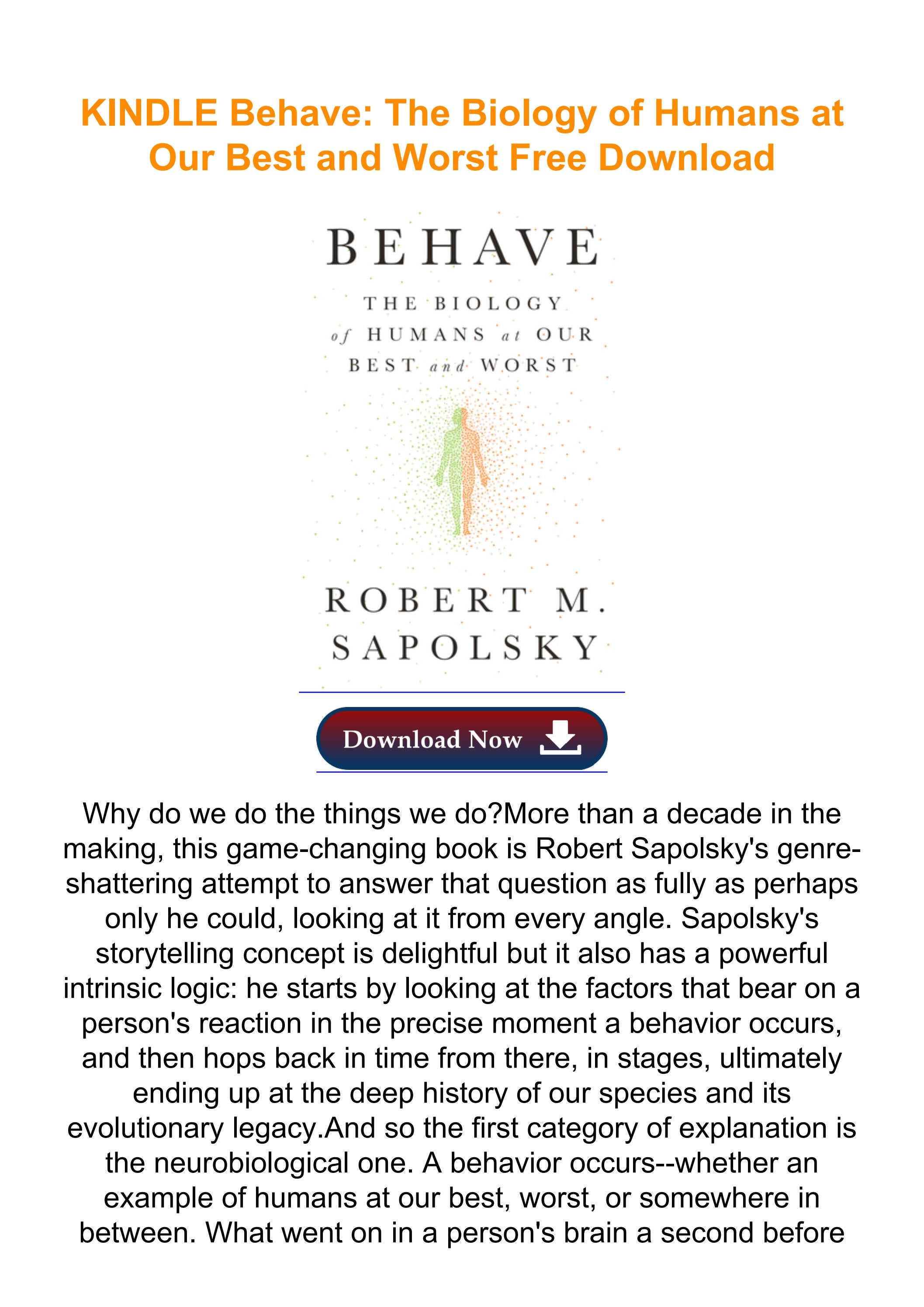 Behave Book By Robert Sapolsky Pdf Online Buy | www.oceanproperty.co.th