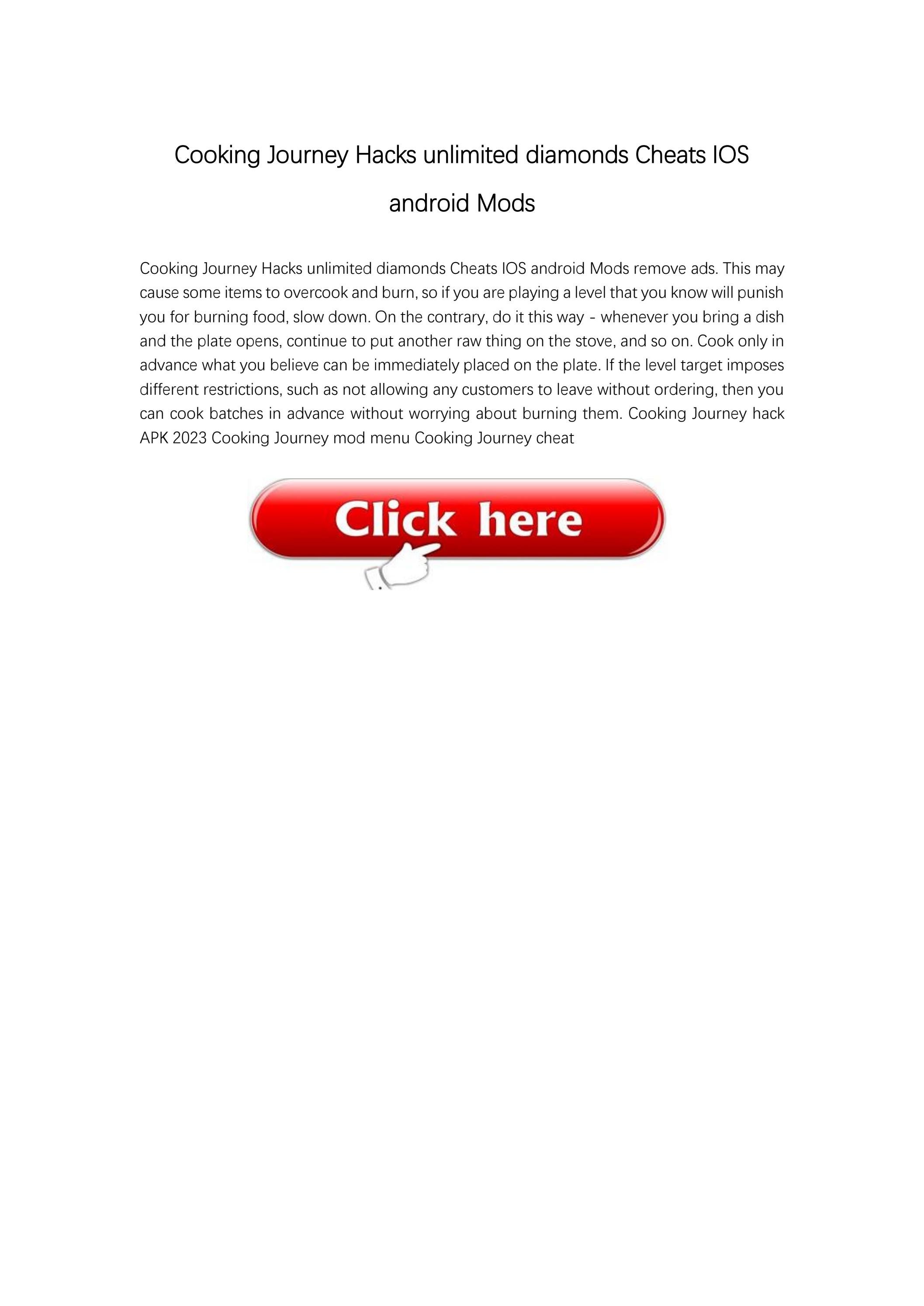 Cooking Journey Hacks unlimited diamonds Cheats IOS android Mods by ...
