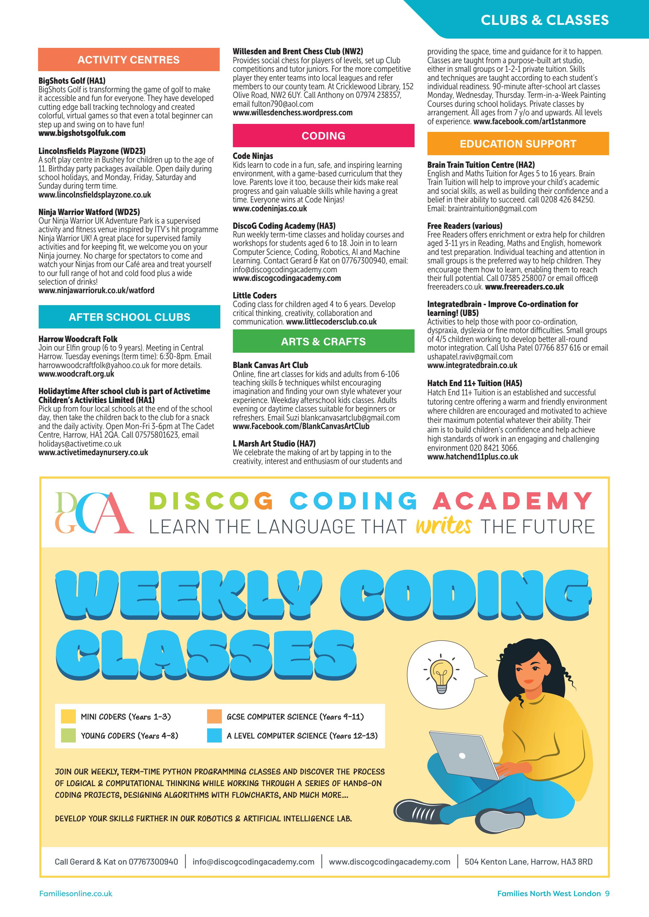 Clubs & classes directory NW London by Families Magazine - Issuu