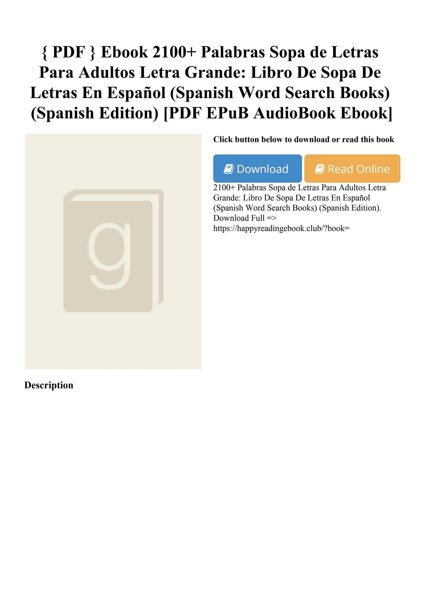 { PDF } Ebook 2100+ Palabras Sopa de Letras Para Adultos Letra Grande Libro De Sopa De Let by ...