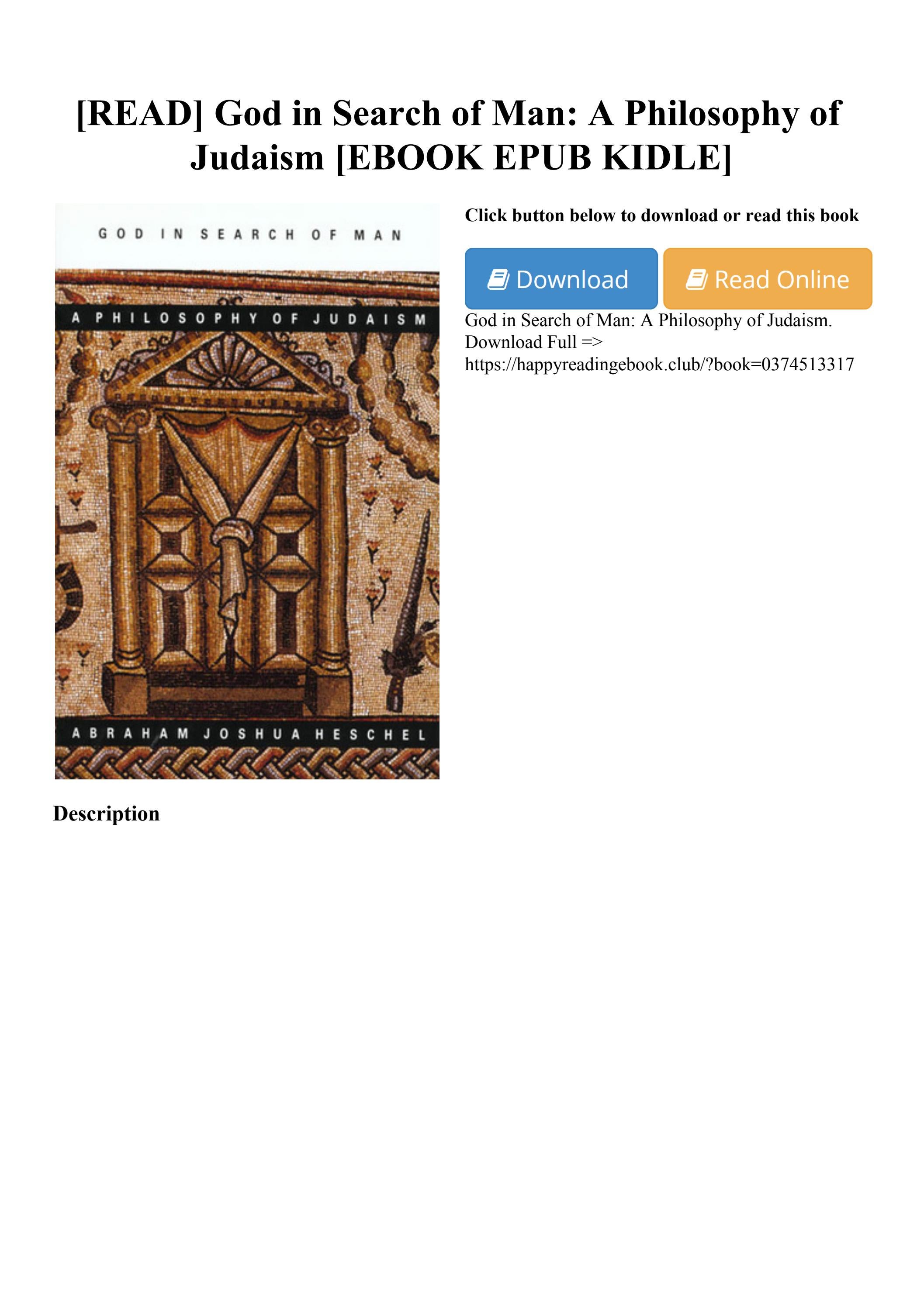 [READ] God in Search of Man A Philosophy of Judaism [EBOOK EPUB KIDLE ...
