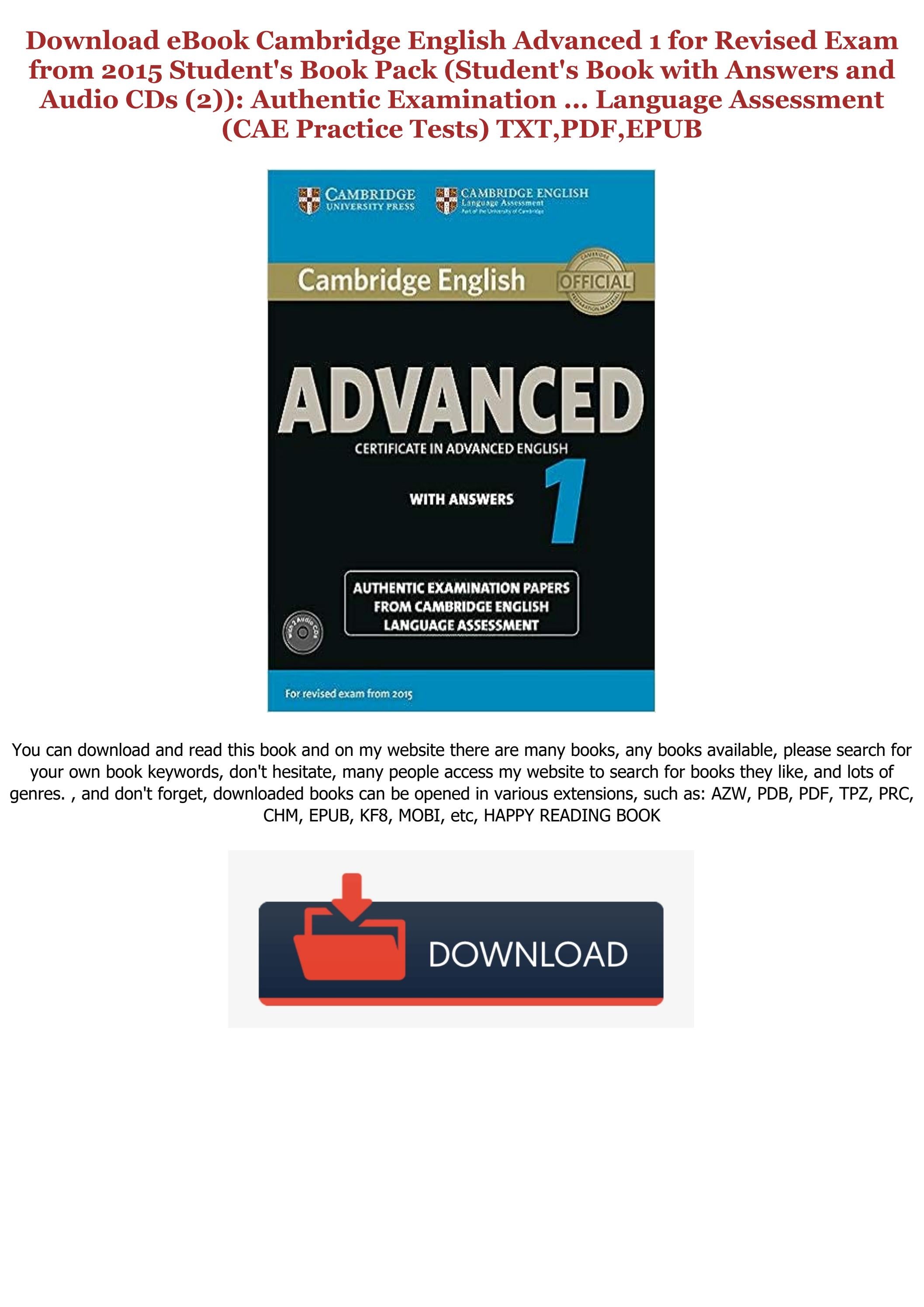 ~>PDF @*BOOK Cambridge English Advanced 1 for Revised Exam from 2015 ...