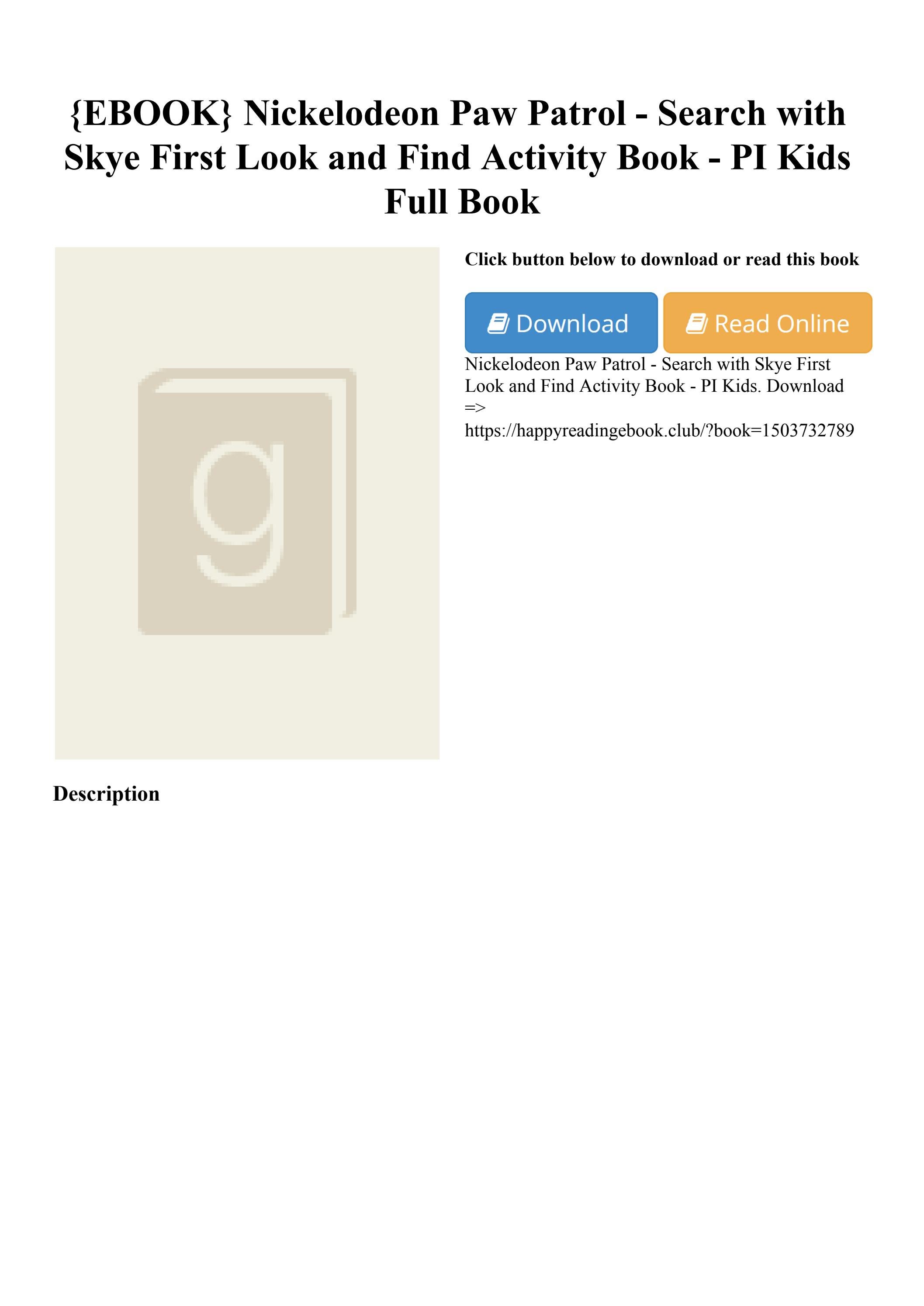 {EBOOK} Nickelodeon Paw Patrol - Search with Skye First Look and Find ...