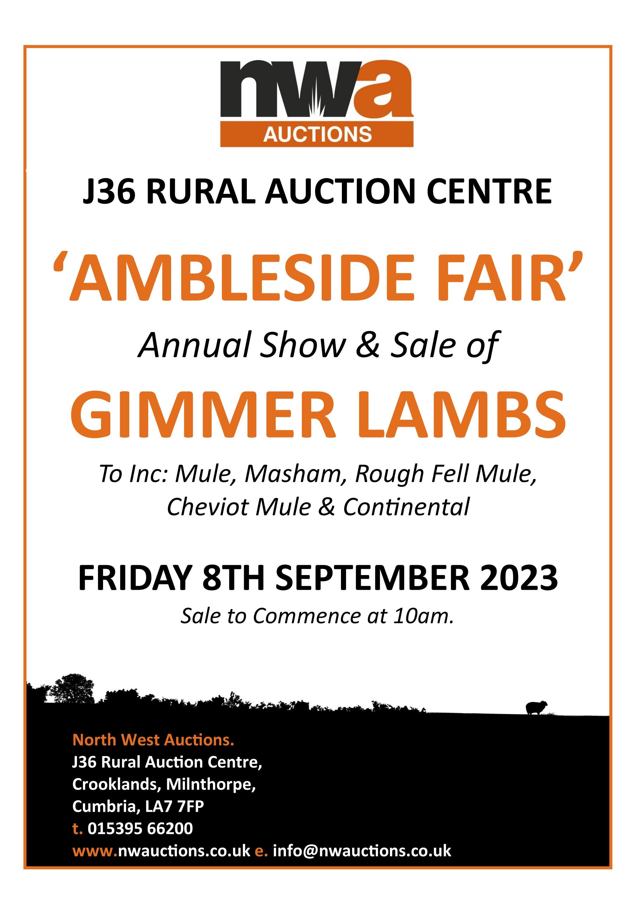 J36 Ambleside Fair - Show & Sale of Gimmer Lambs. Friday 8th September ...