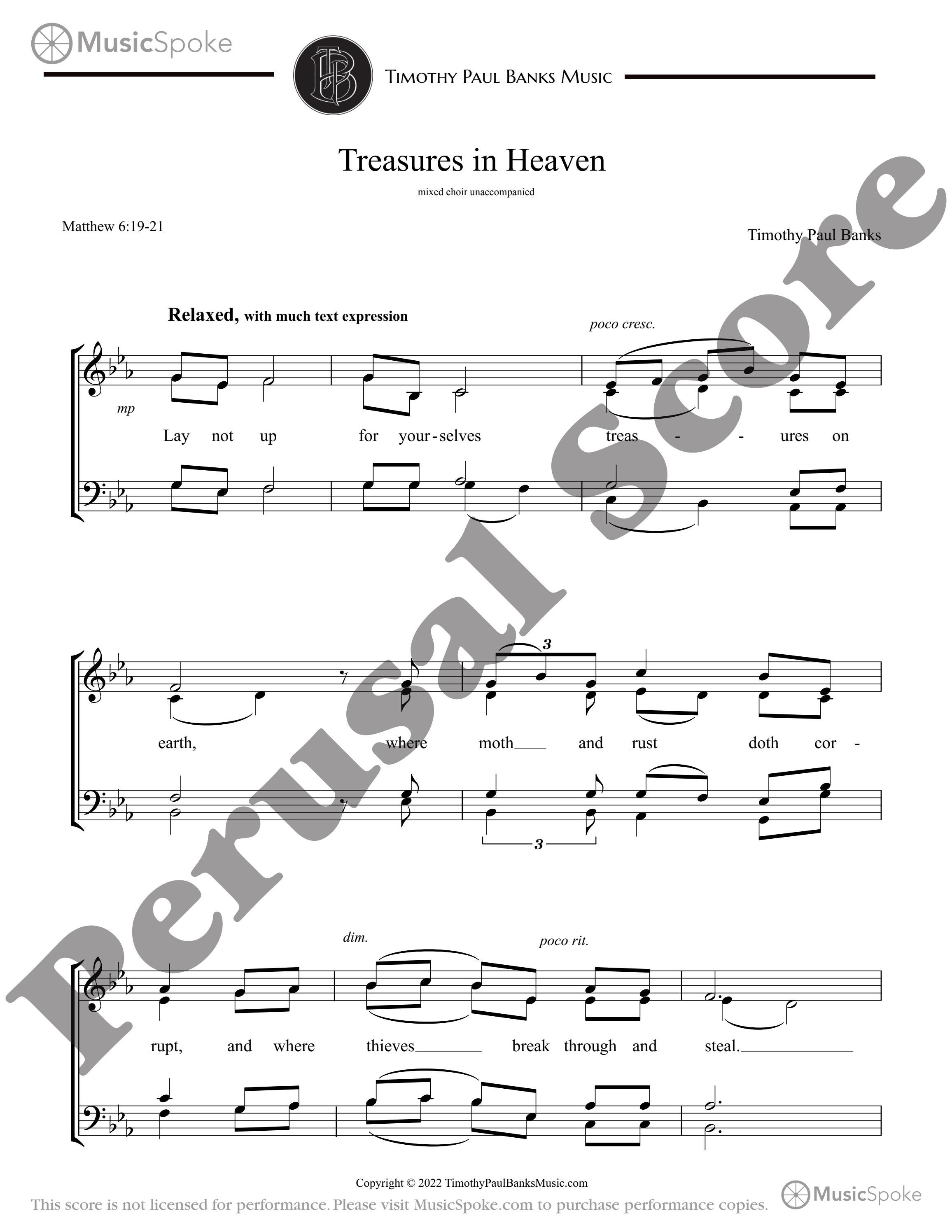 Treasures in Heaven | Timothy Banks | MusicSpoke by MusicSpoke - Issuu