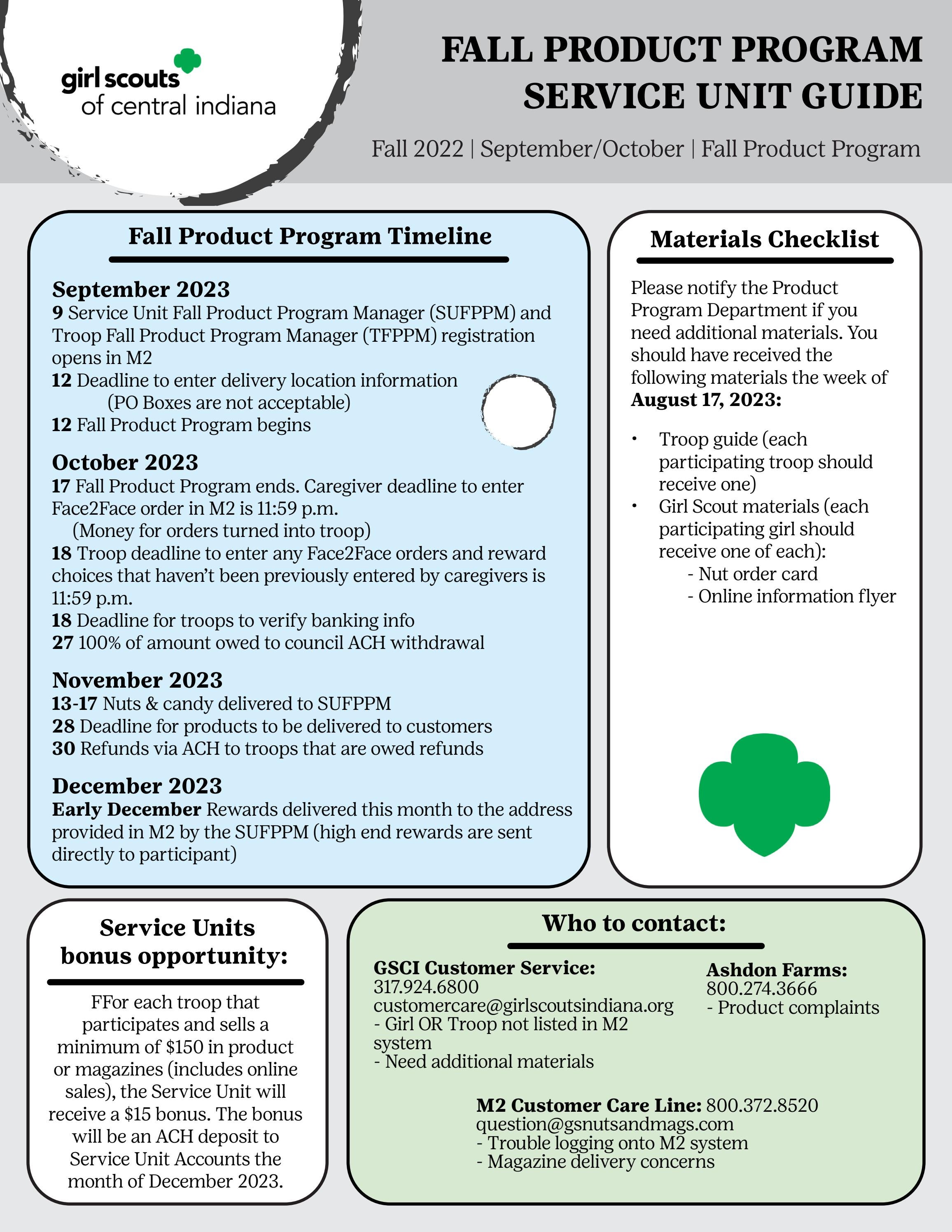 Fall Product Program Service Unit Guide by Girl Scouts of Central Indiana - Issuu