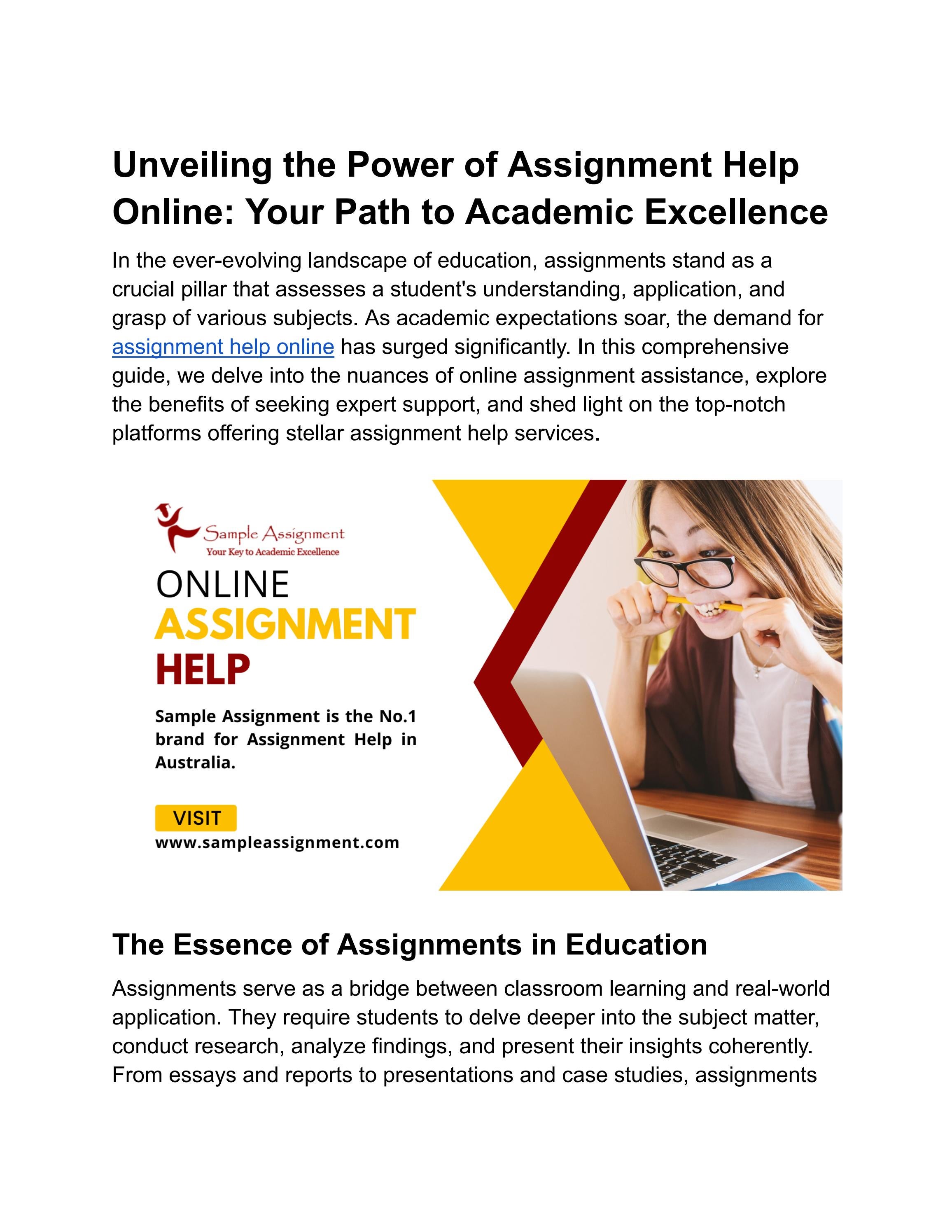 Unveiling the Power of Assignment Help Online by auassignmenthelps - Issuu
