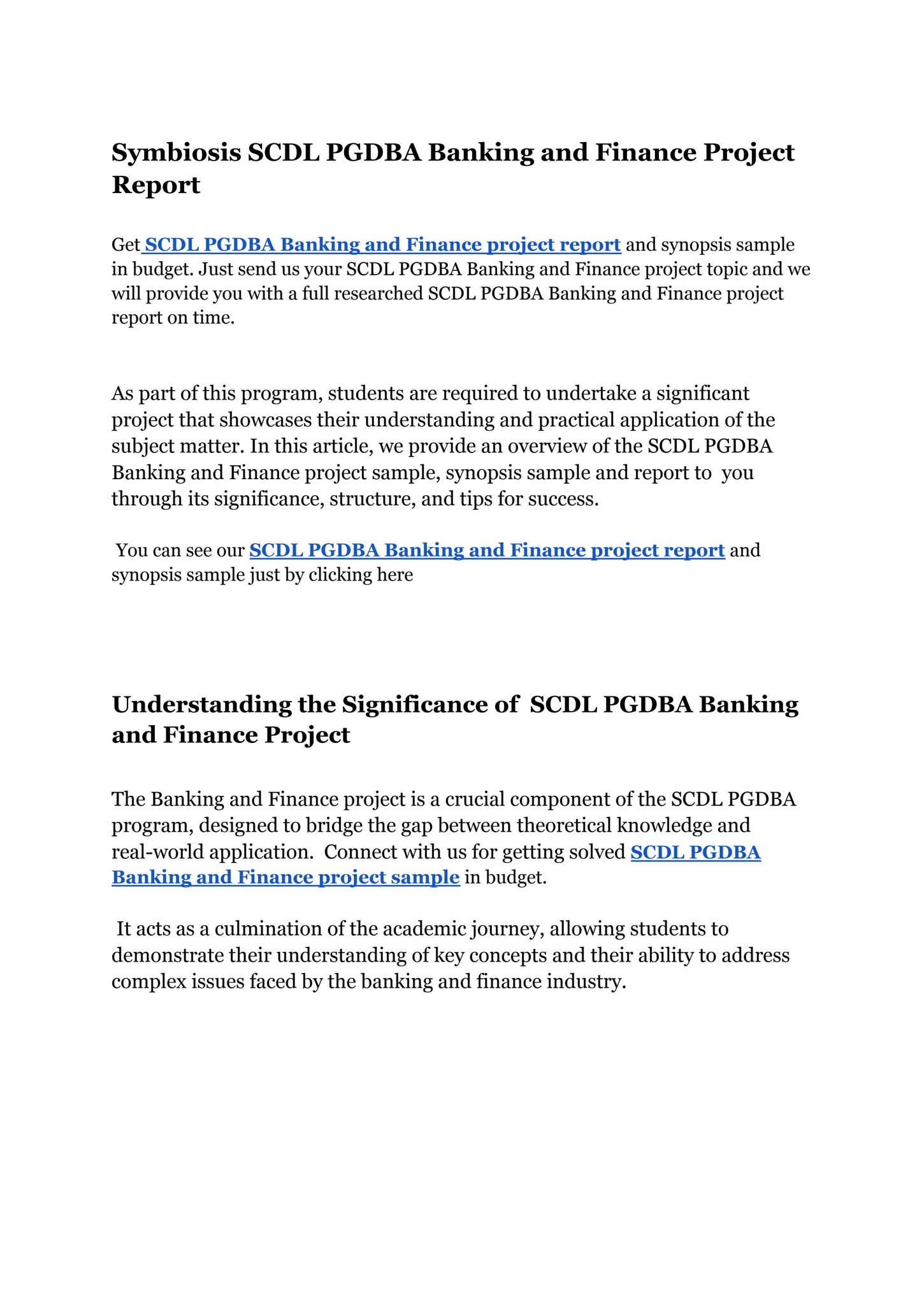 SCDL PGDBA BANKING AND FINANCE PROJECT REPORT by Mohd Quasim - Issuu