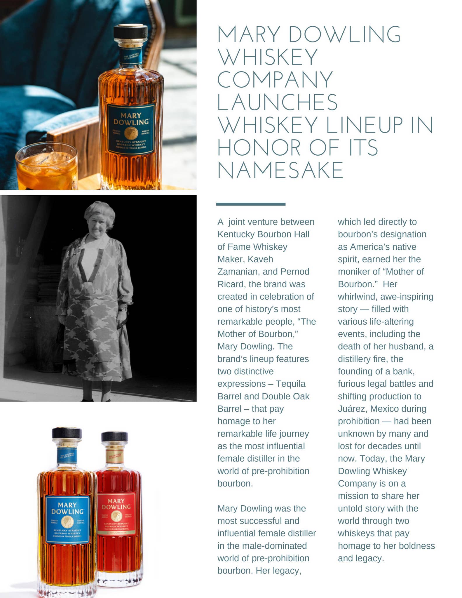Mary Dowling Whiskey Co. Honors "The Mother of Bourbon" by ...