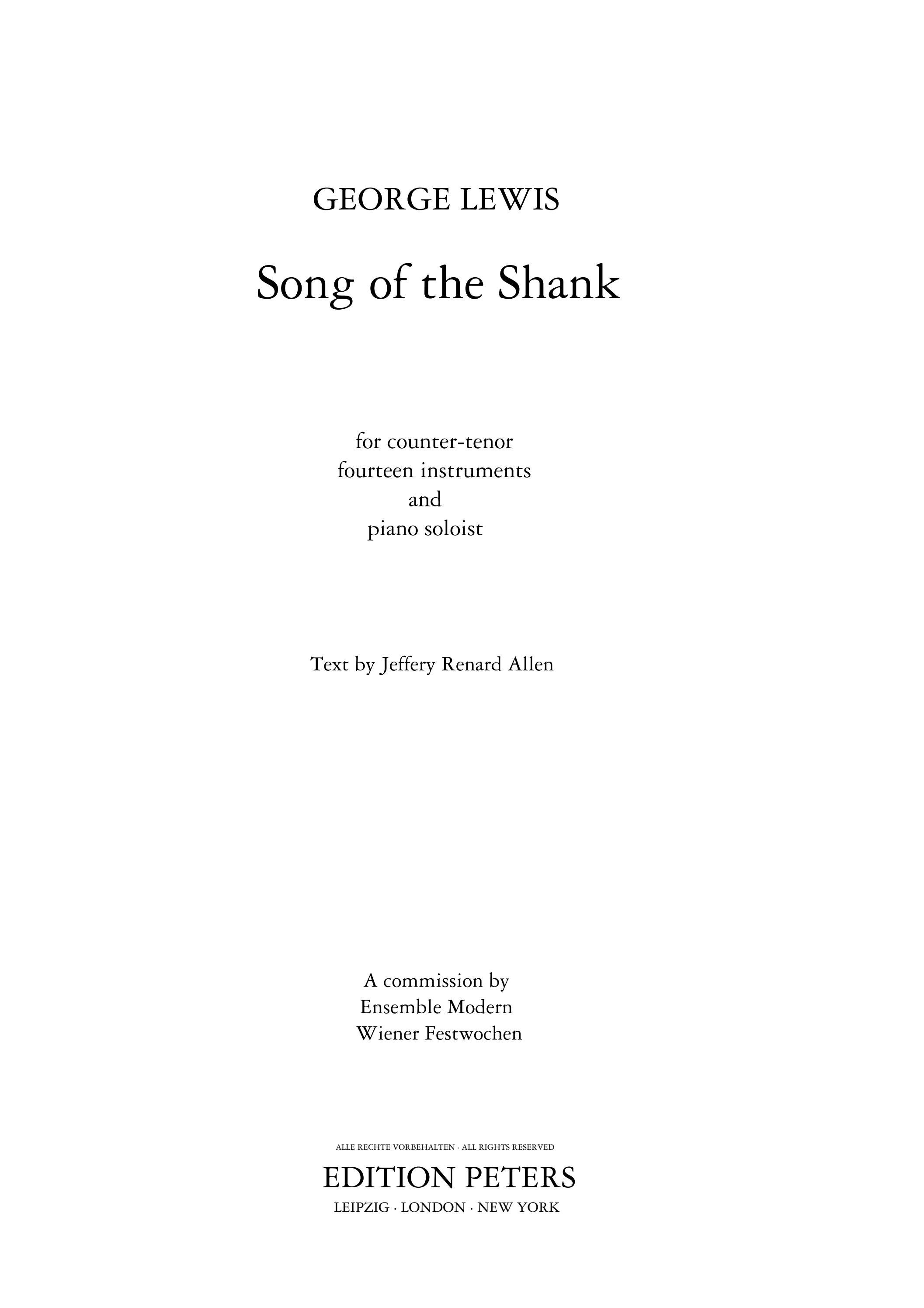 Lewis SONG OF THE SHANK by ScoresOnDemand - Issuu