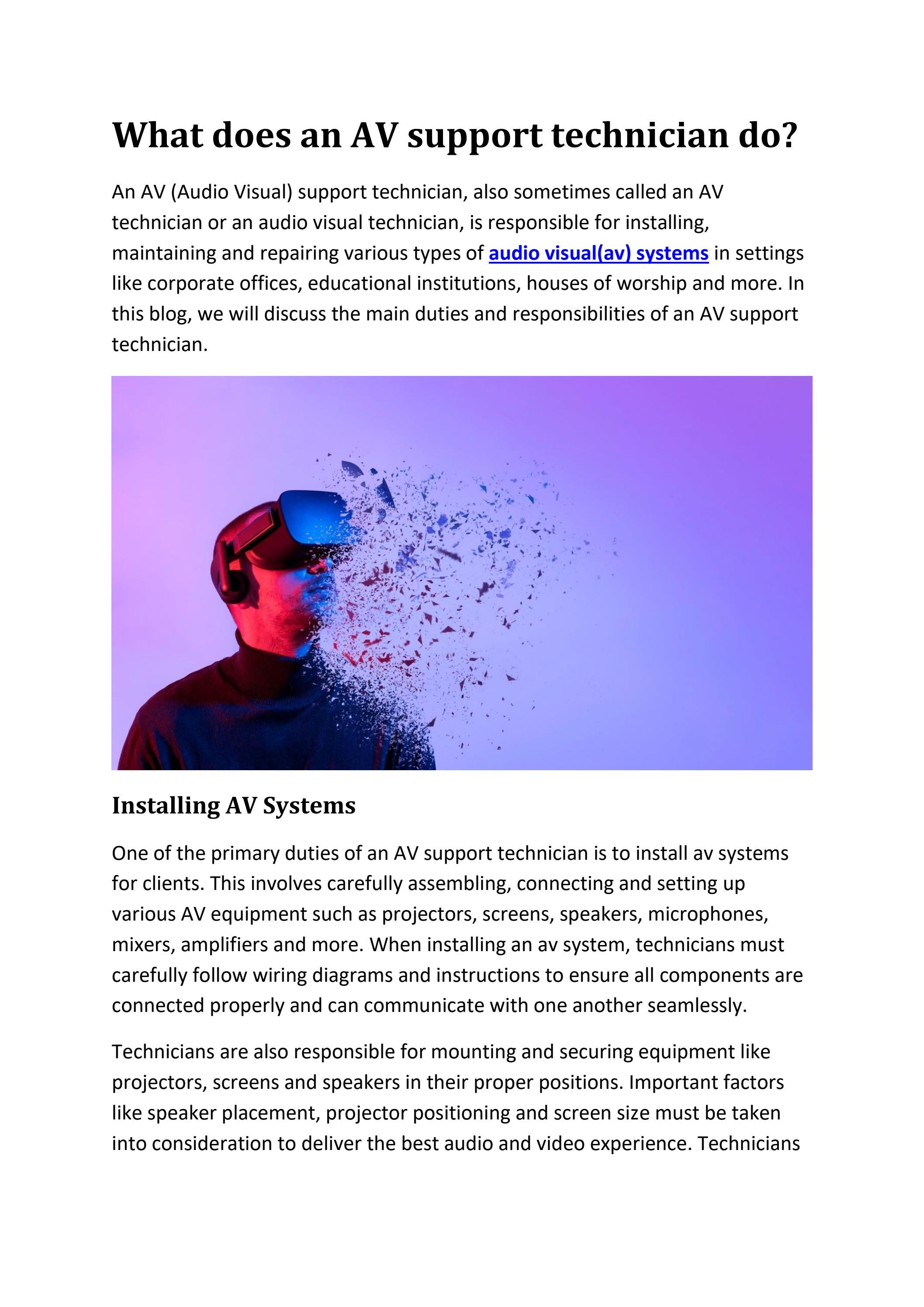 What does an AV support technician do? by avtechnology - Issuu