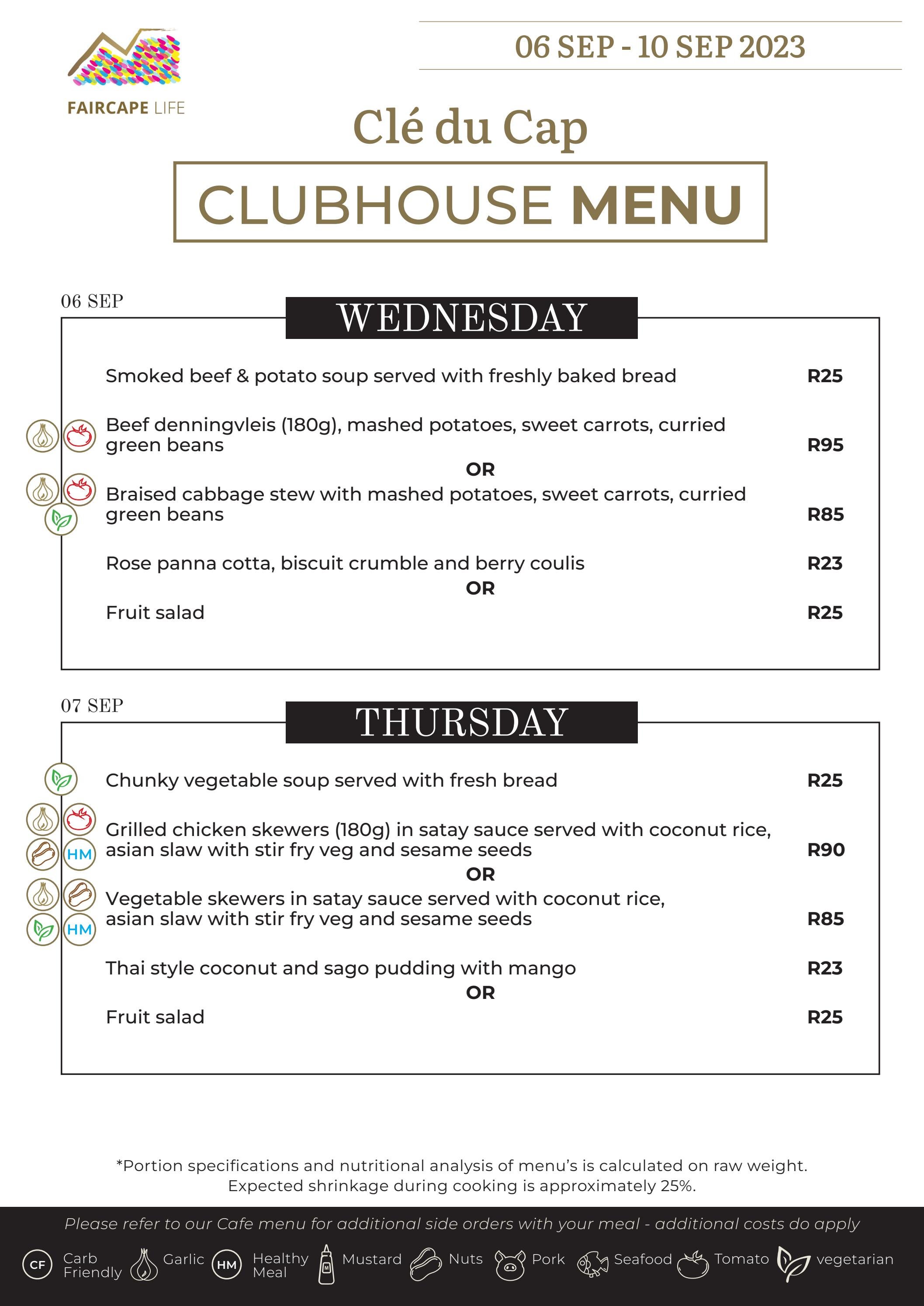Clubhouse Menus | Clé du Cap | September - October by Faircape-Group ...
