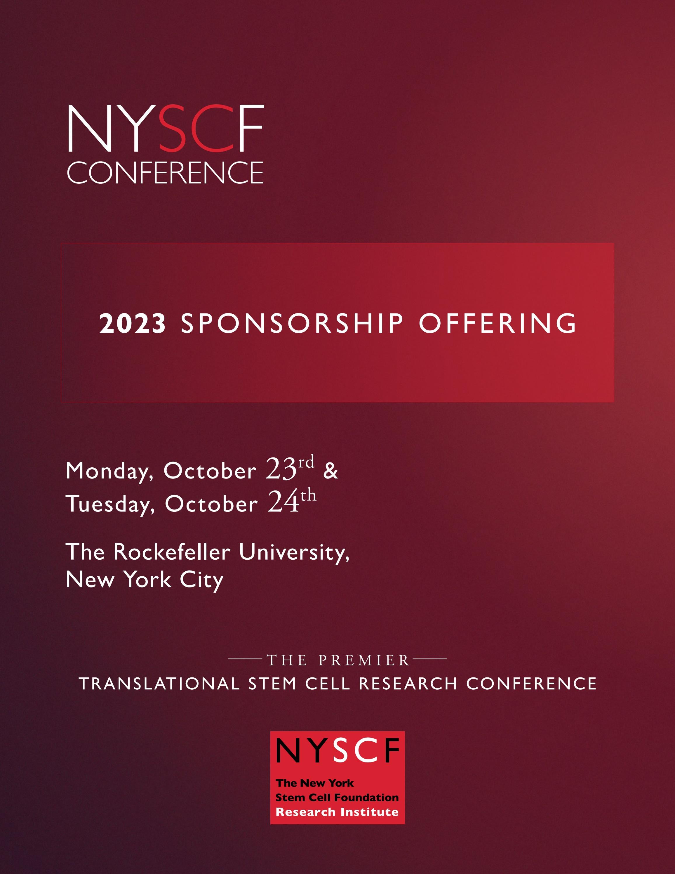 2023 Conference Sponsorship Offerings by The New York Stem Cell ...