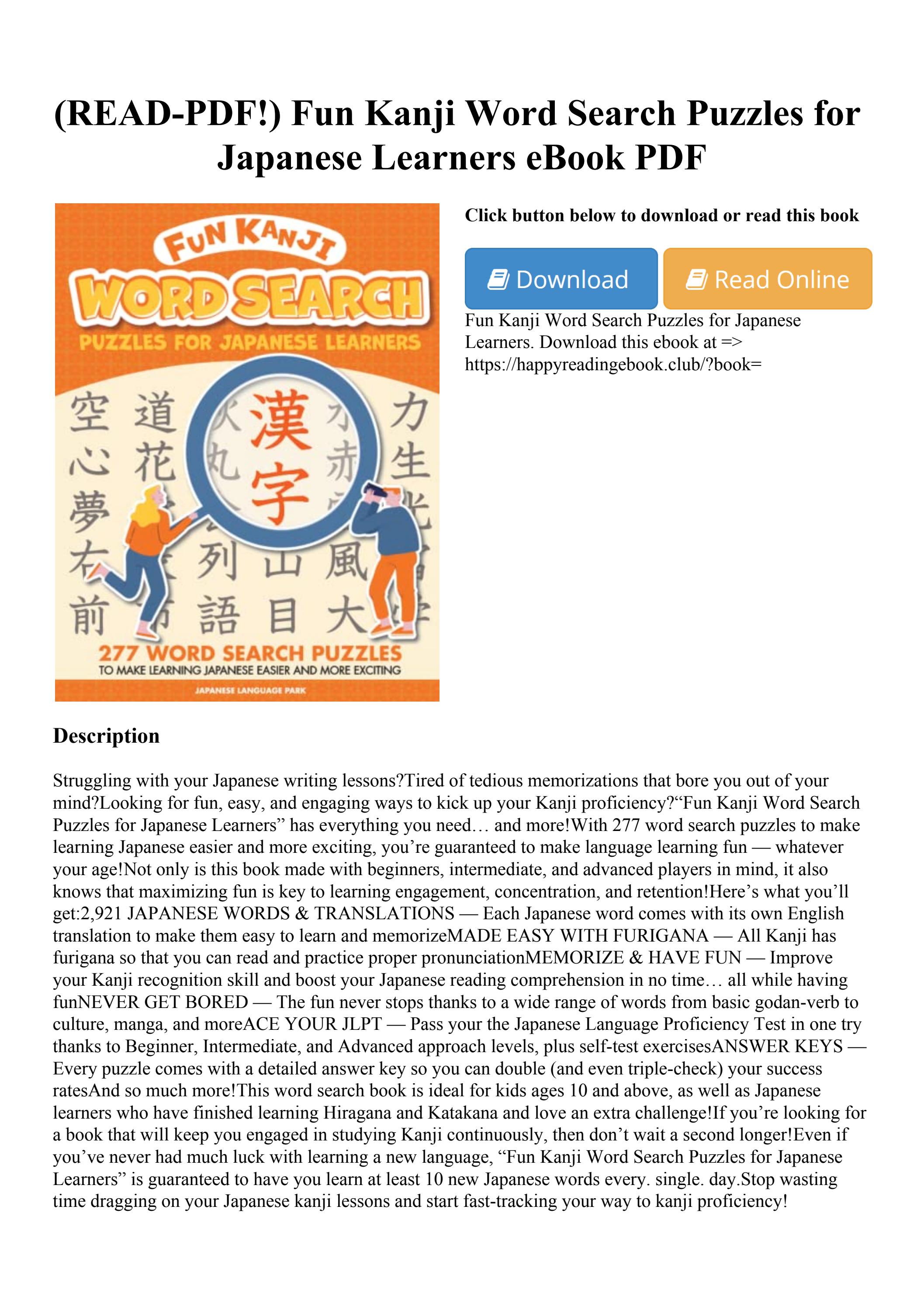 (READ-PDF!) Fun Kanji Word Search Puzzles for Japanese Learners eBook ...