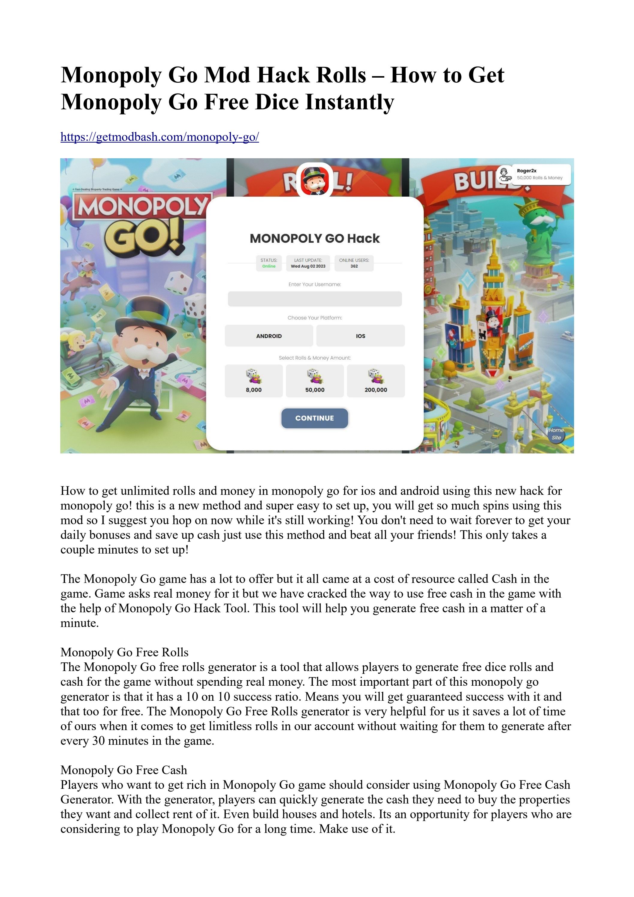 Monopoly Go Mod Hack Rolls – How to Get Monopoly Go Free Dice Instantly ...