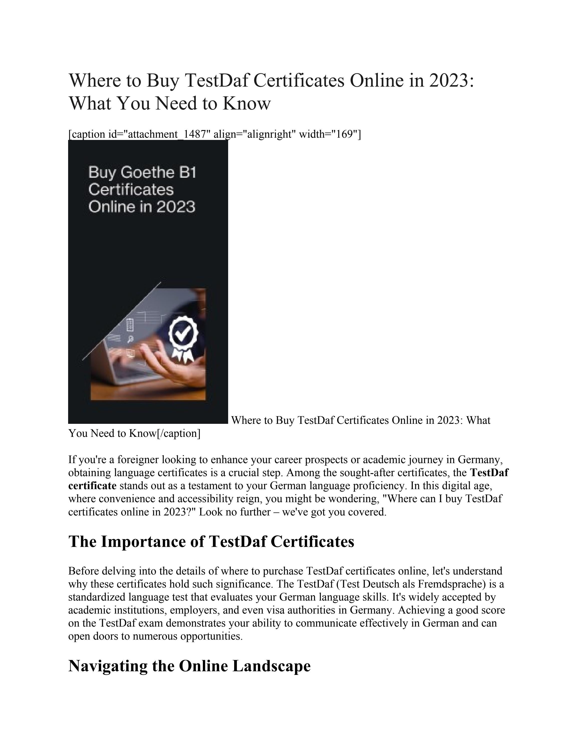 Where to Buy TestDaf Certificates Online in 2023: What You Need to Know ...
