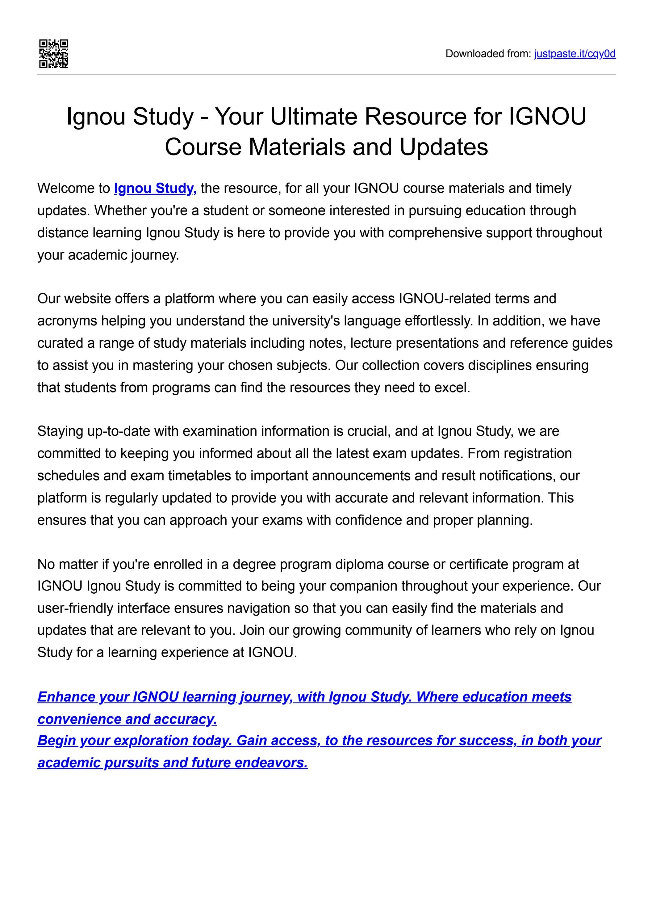 Ignou Study - Your Ultimate Resource for IGNOU Course Materials and ...