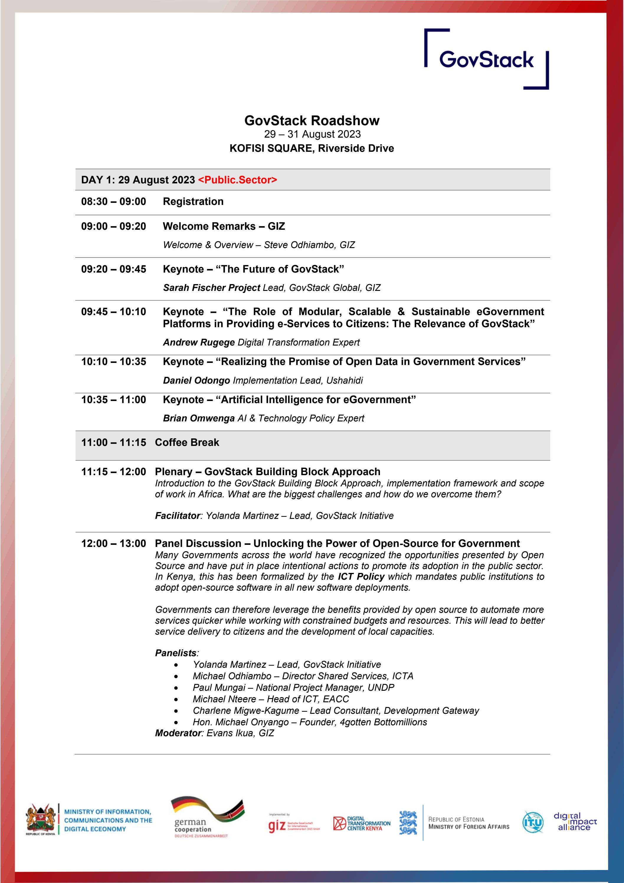 GovStack Roadshow Agenda 29-31 Aug 2023 by ZippyEventsSolutions - Issuu