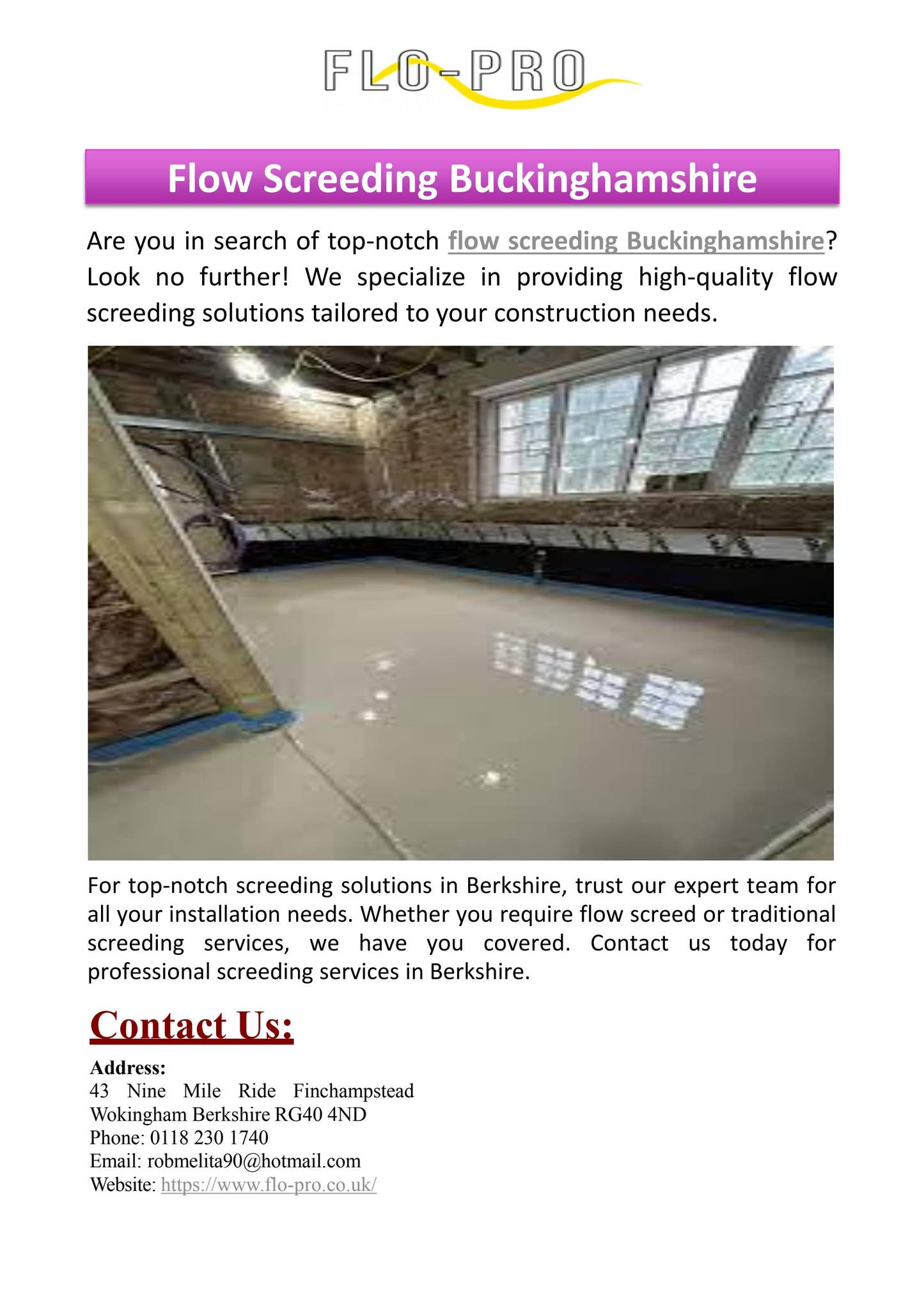 Flow Screeding Buckinghamshire by Flo-Pro Southern - Issuu