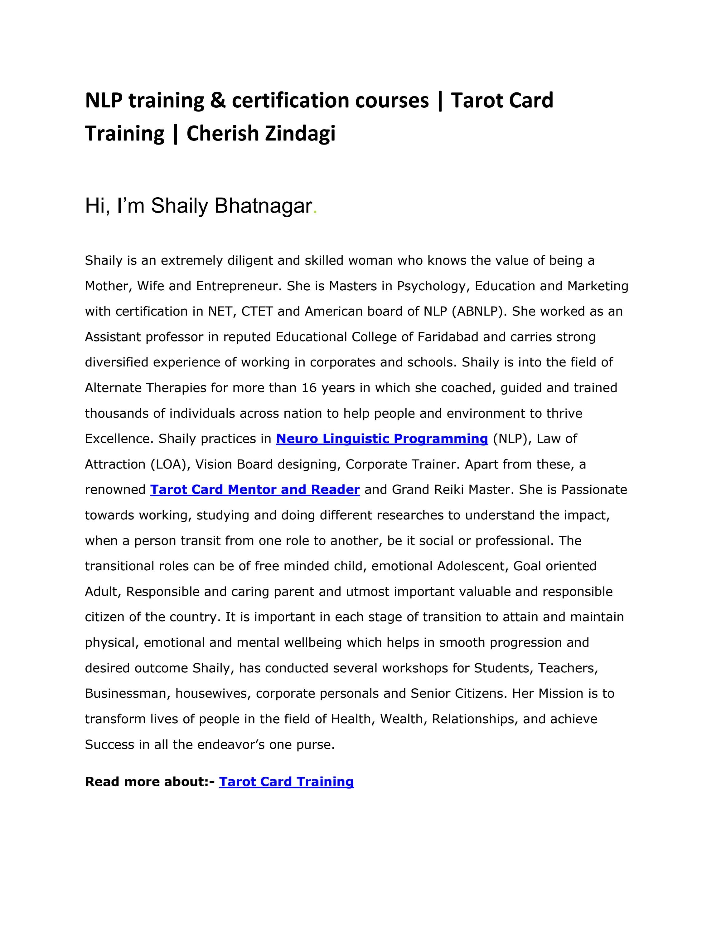 NLP Training & certification Courses by Cherish Zindigi - Issuu