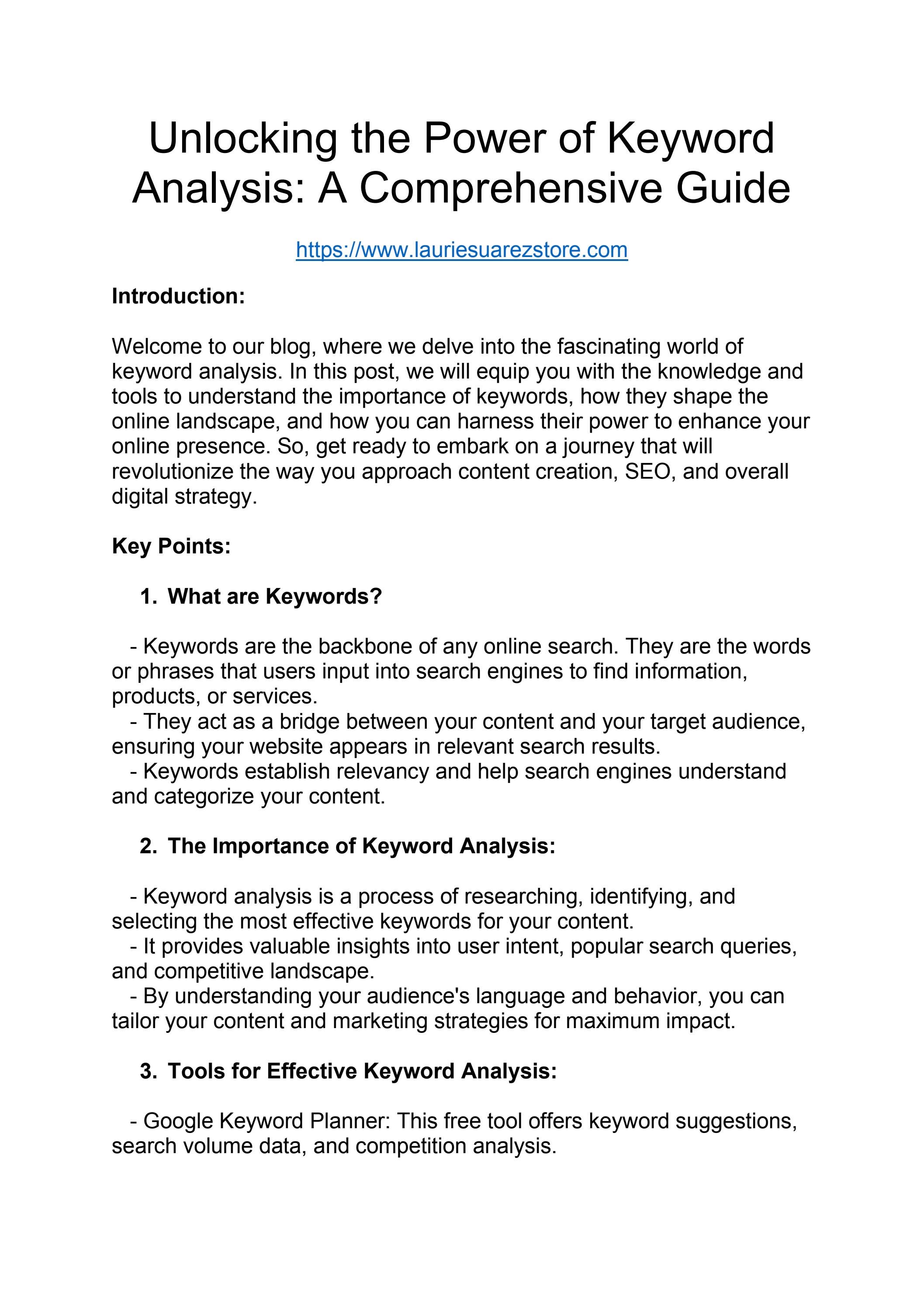 Unlocking the Power of Keyword Analysis: A Comprehensive Guide by ...