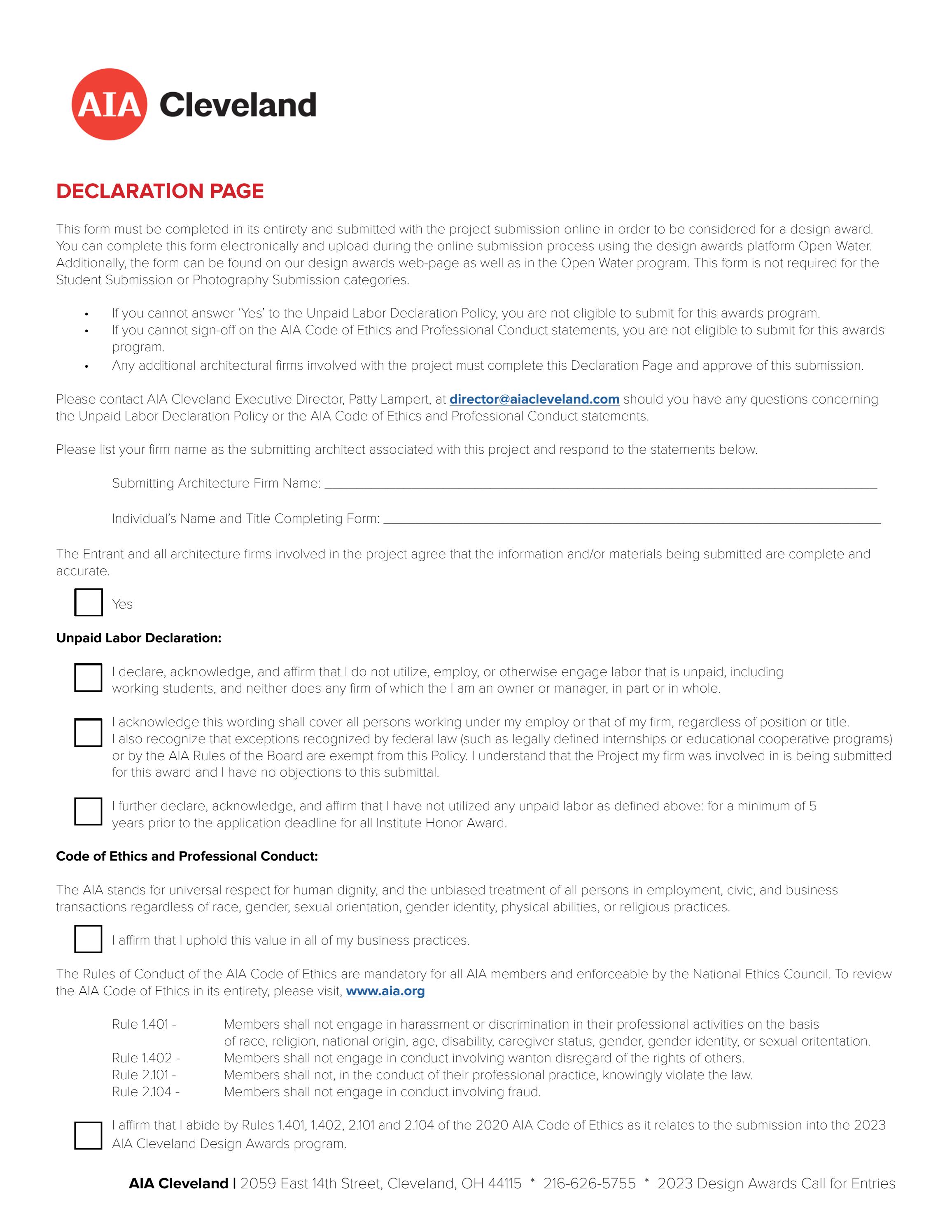2023 AIA Cleveland Design Awards | Declaration Page by AIA Cleveland ...