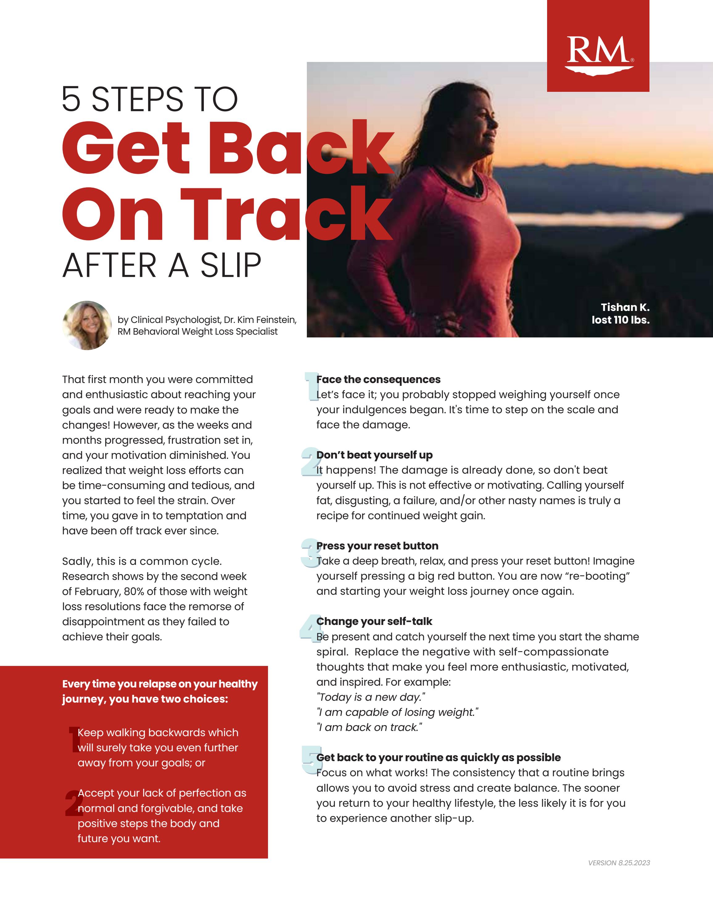 5 Steps To Get Back On Track After a Slip Handout by Red Mountain ...