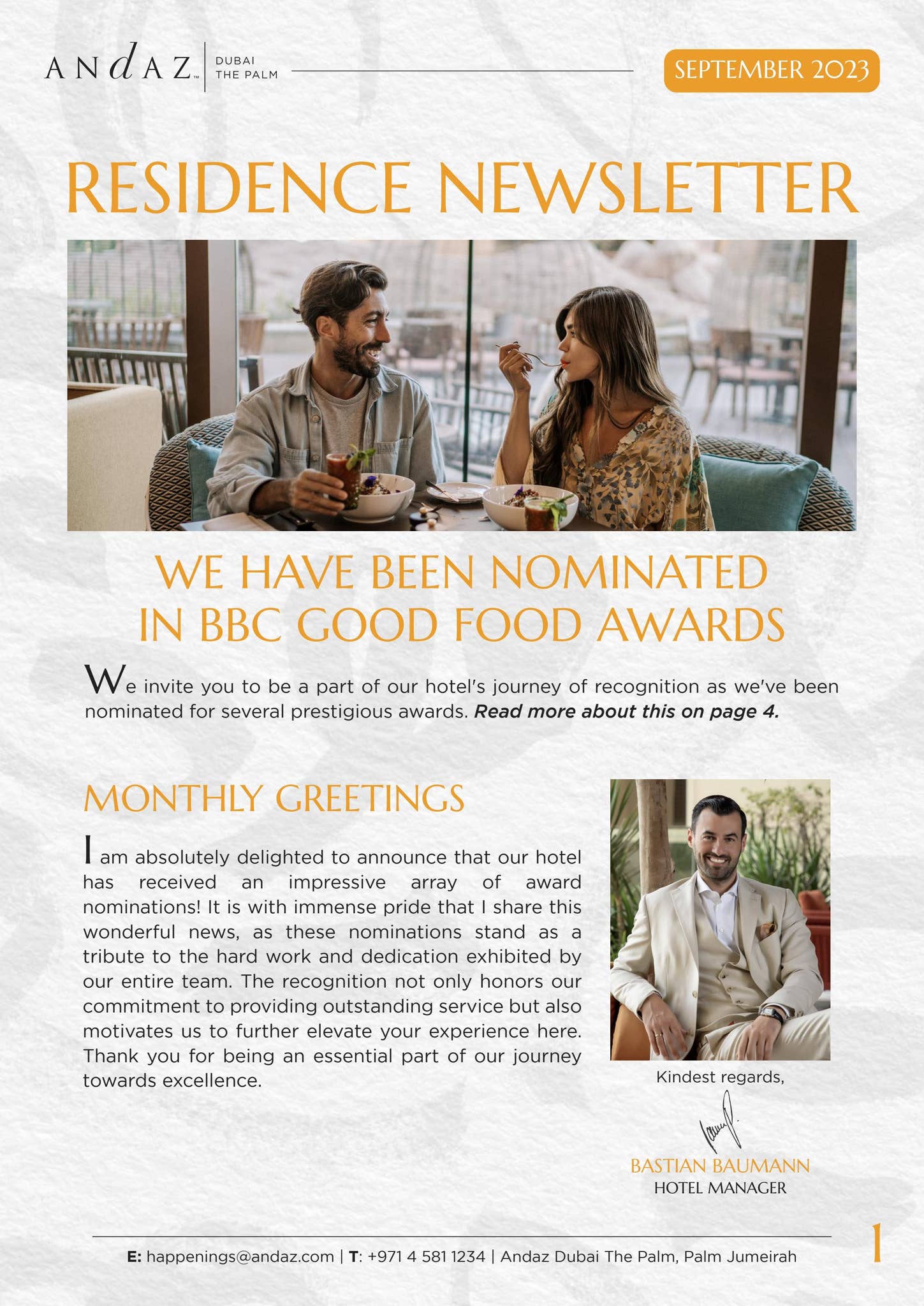 September 2023 Residence Newsletter by Andaz Dubai The Palm - Issuu