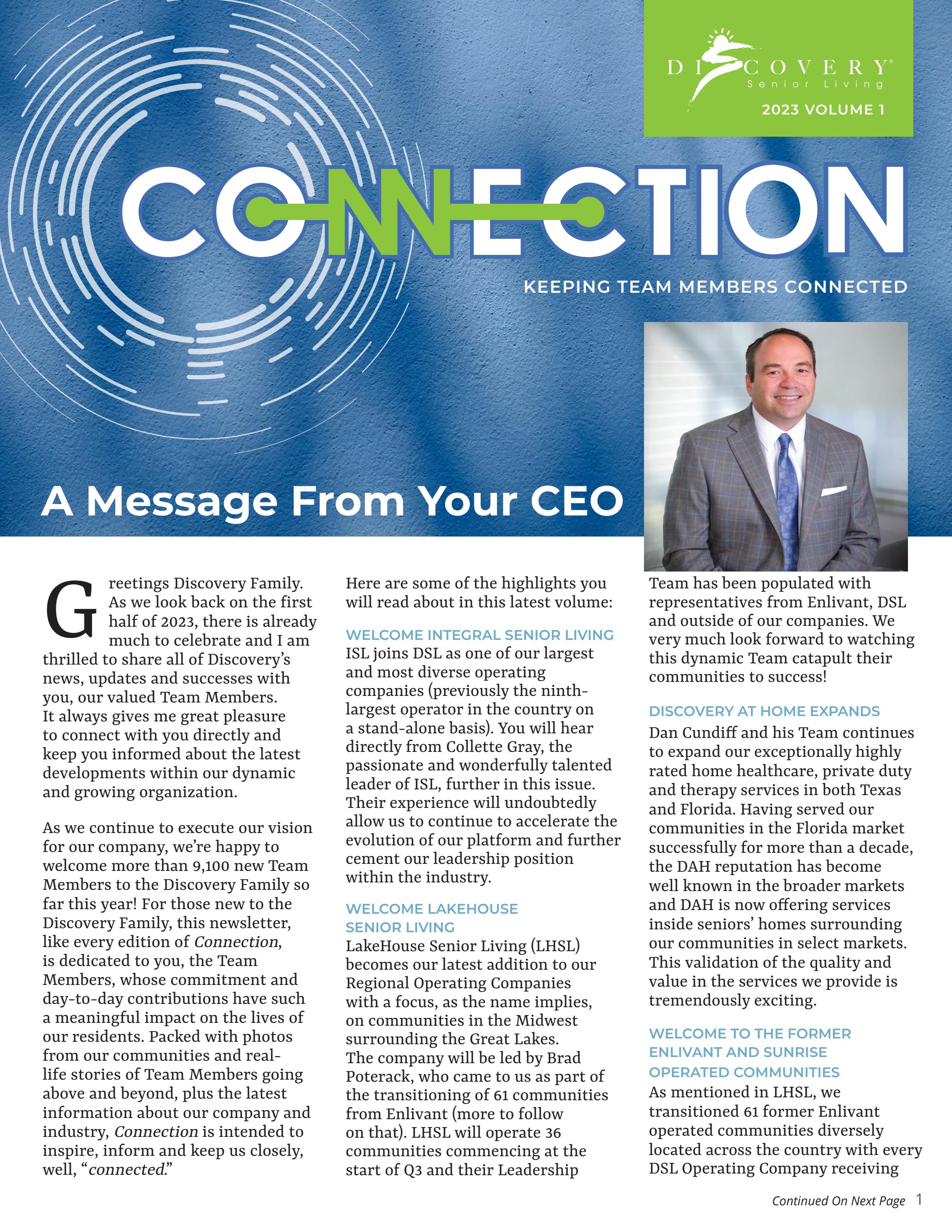 Connection Newsletter, DSL 2023 Vol. 1 by Discovery Senior Living - Issuu