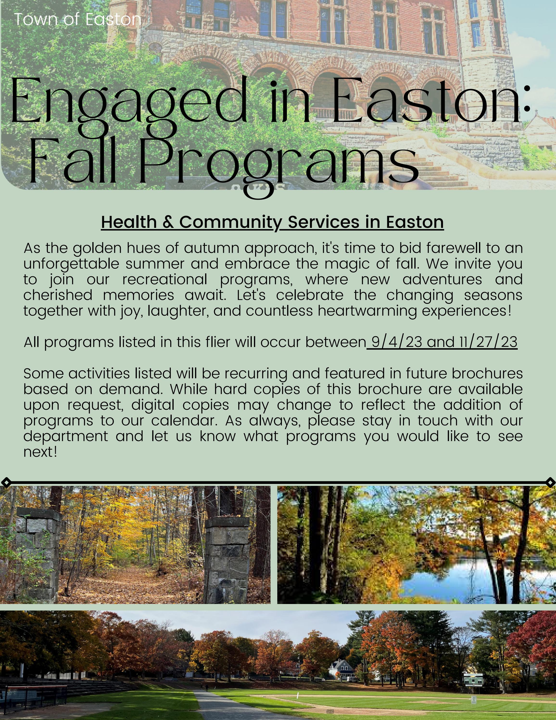 Fall Programs Brochure 2023 by Easton Recreation - Issuu