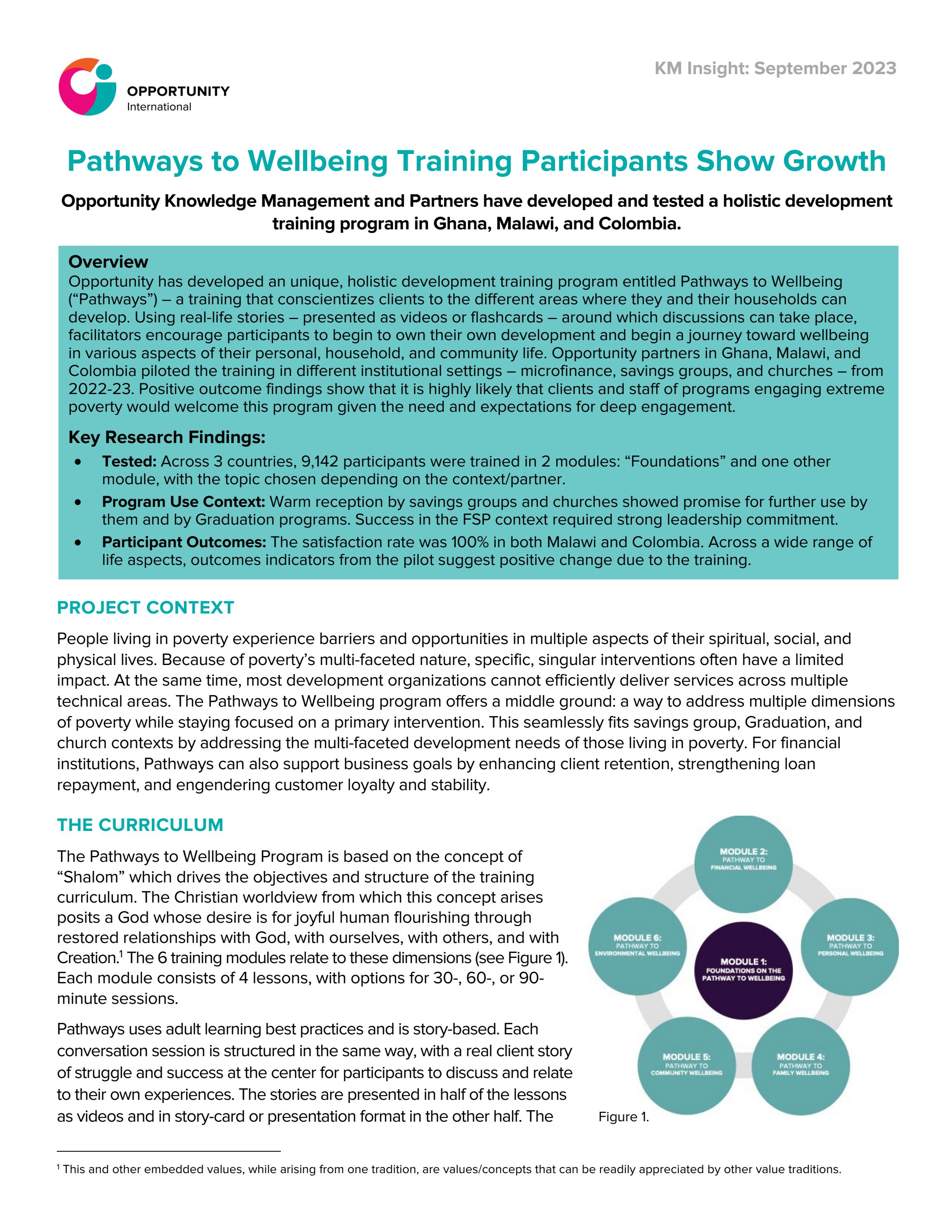 Pathways to Wellbeing Training Participants Show Growth by Opportunity ...