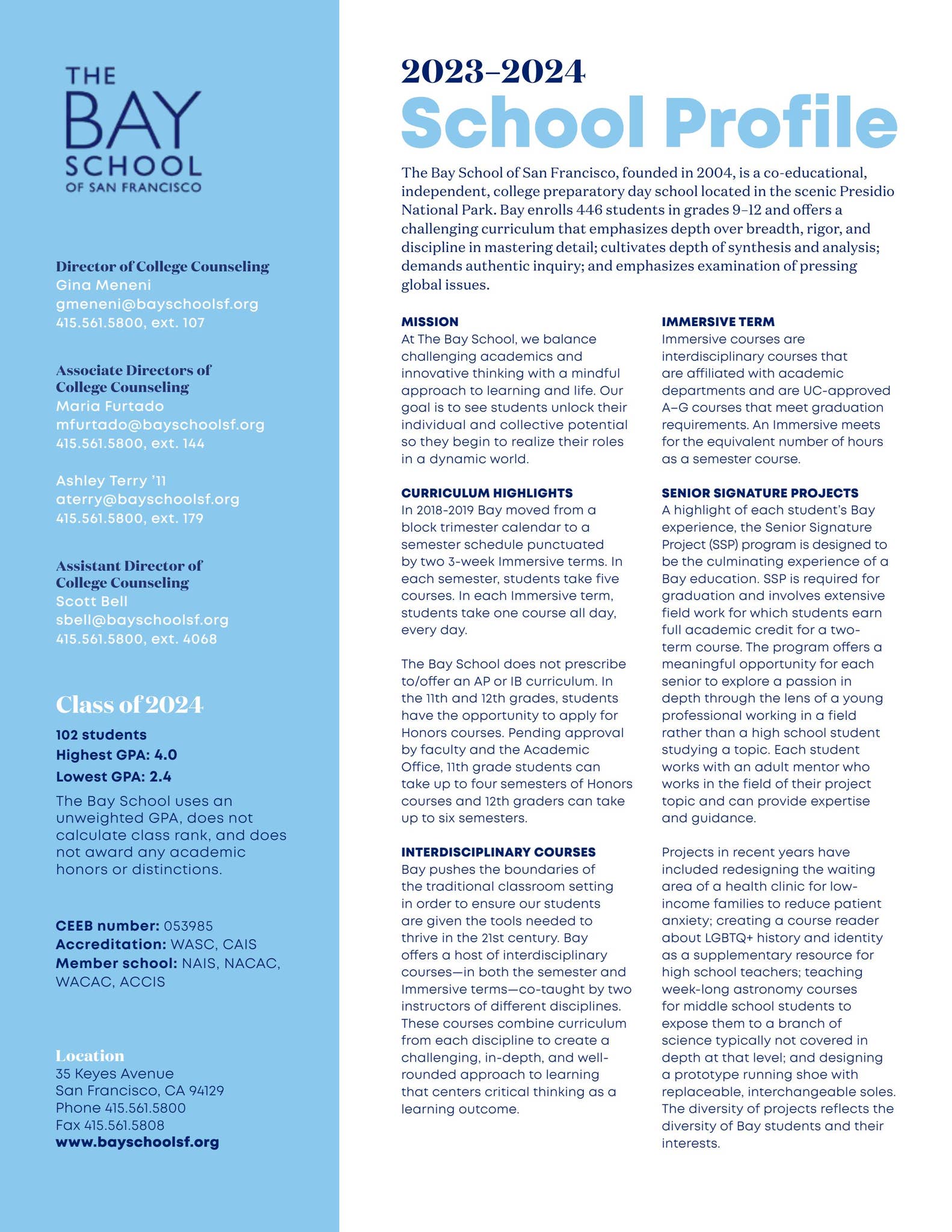 The Bay School Profile 2023-24 by The Bay School of San Francisco - Issuu