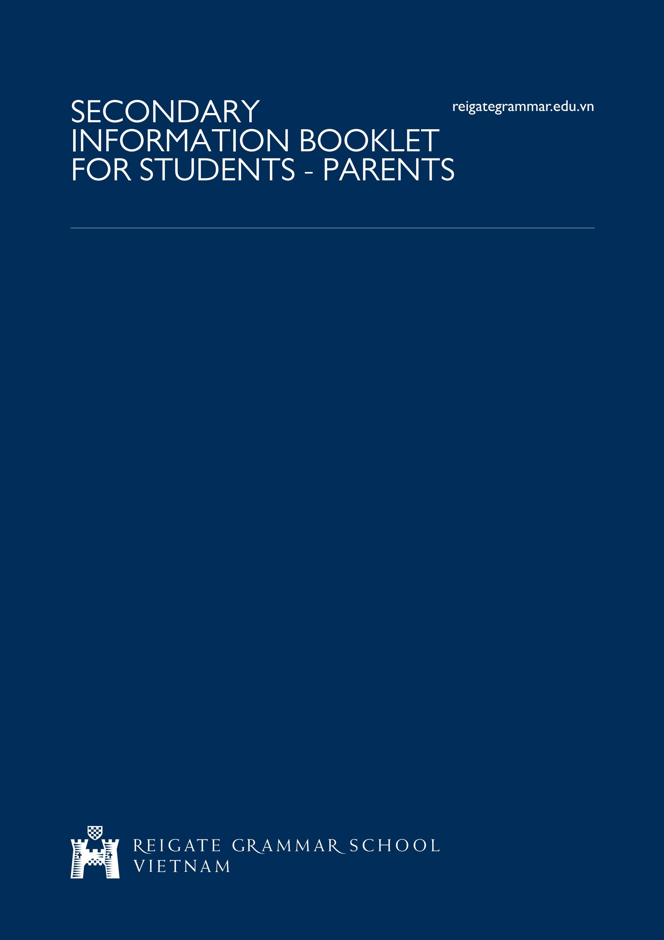 Secondary Information Booklet for Students - Parent 2023-2024 by rgs.vn ...
