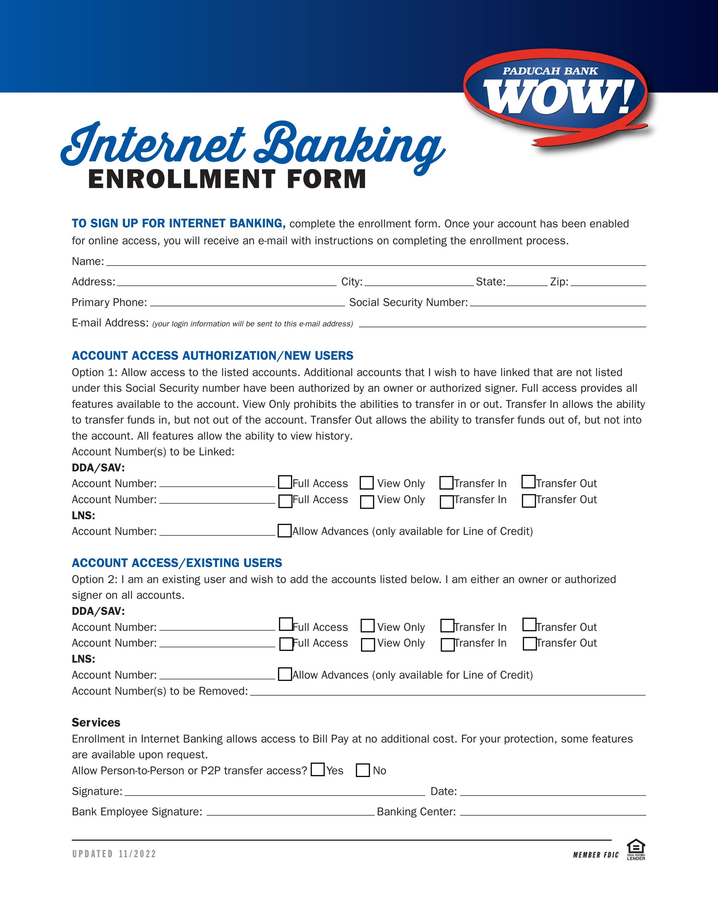 Internet Banking Enrollment Form by PaducahBank - Issuu