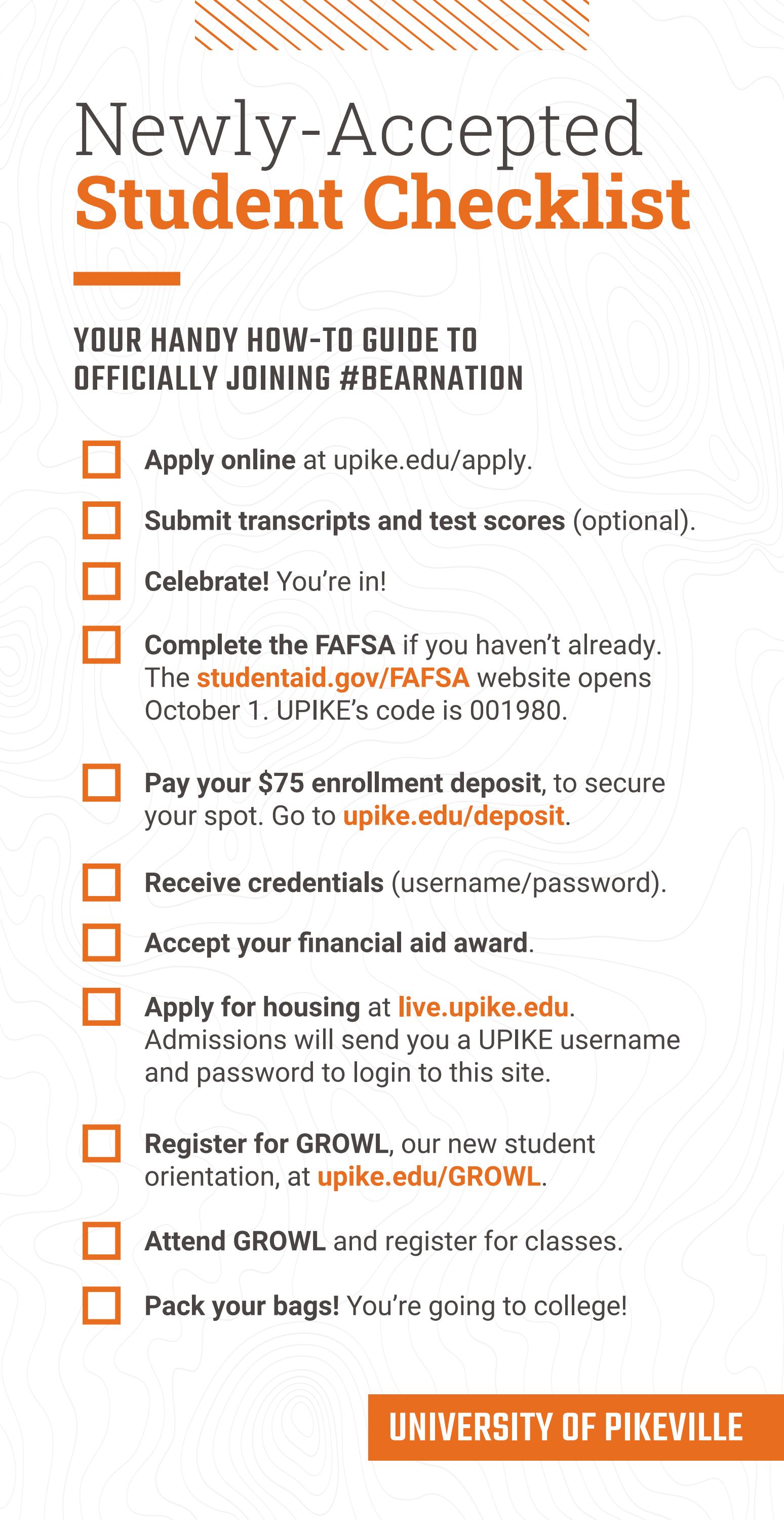 Newly-Accepted Student Checklist | 2023-24 by University of Pikeville - Issuu